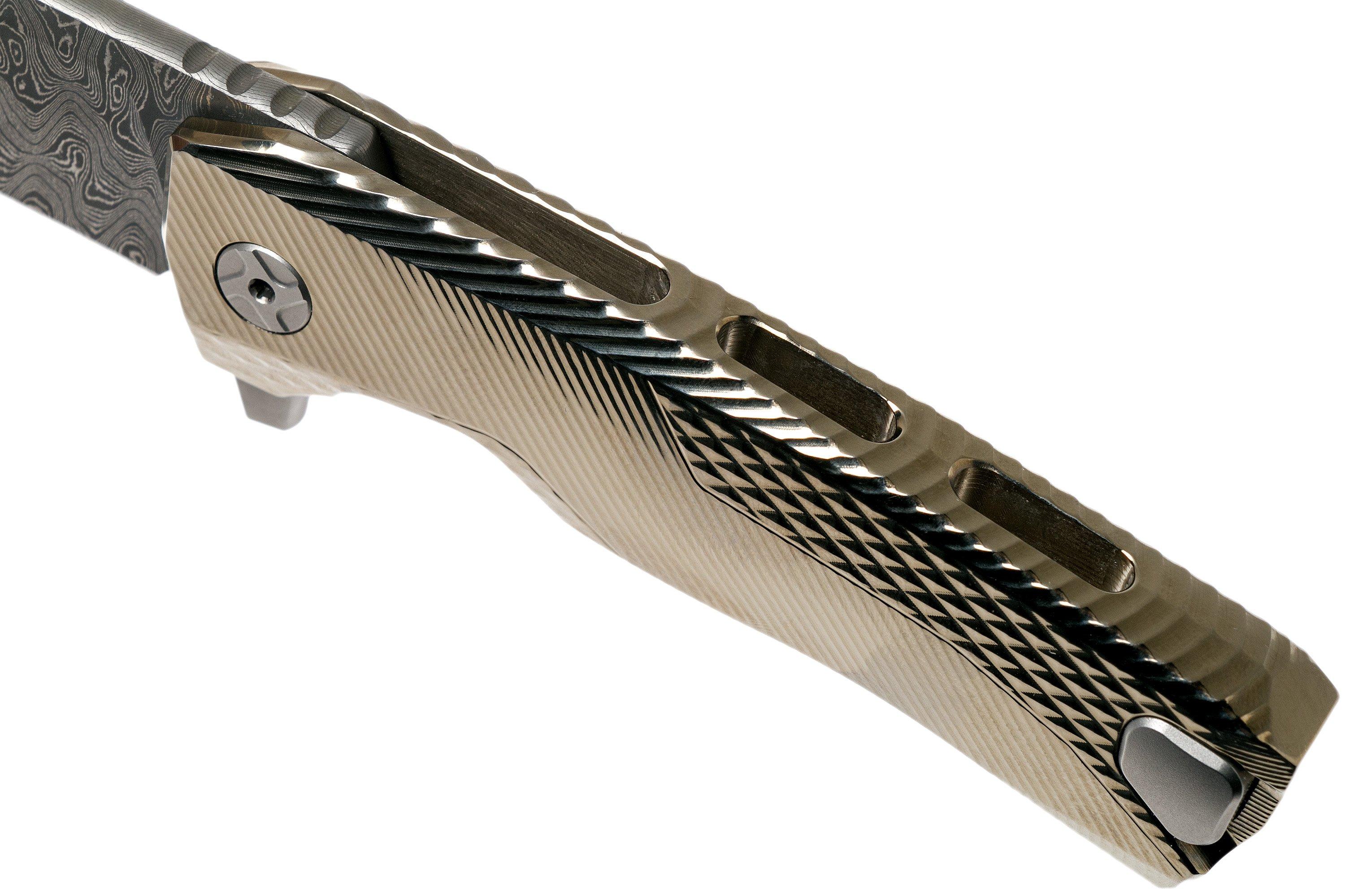 LionSteel ROK Damascus Gold Titanium ROK DD GL pocket knife ...