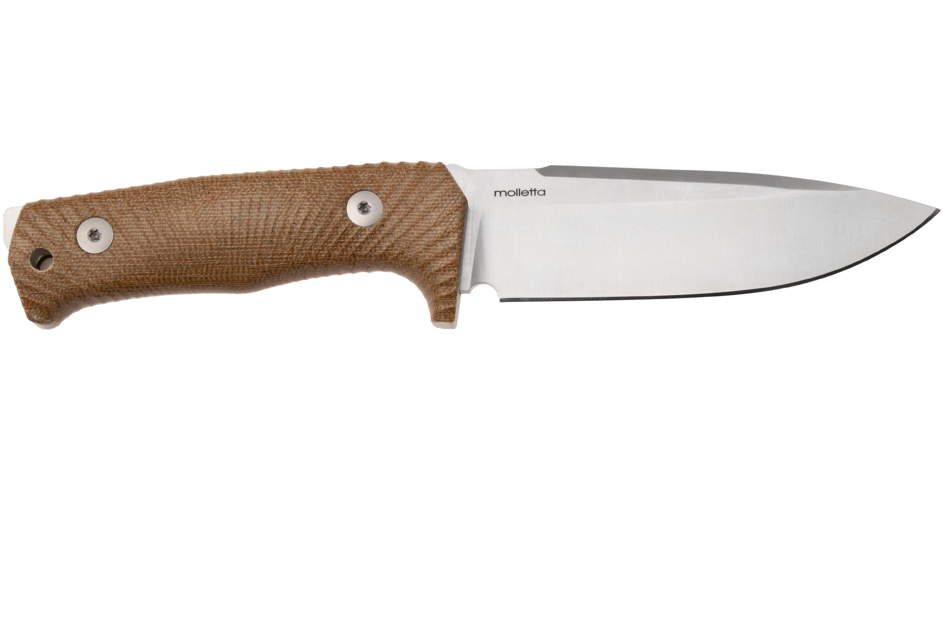 LionSteel T5-CVN Satin Niolox, Natural Canvas Micarta, fixed knife ...