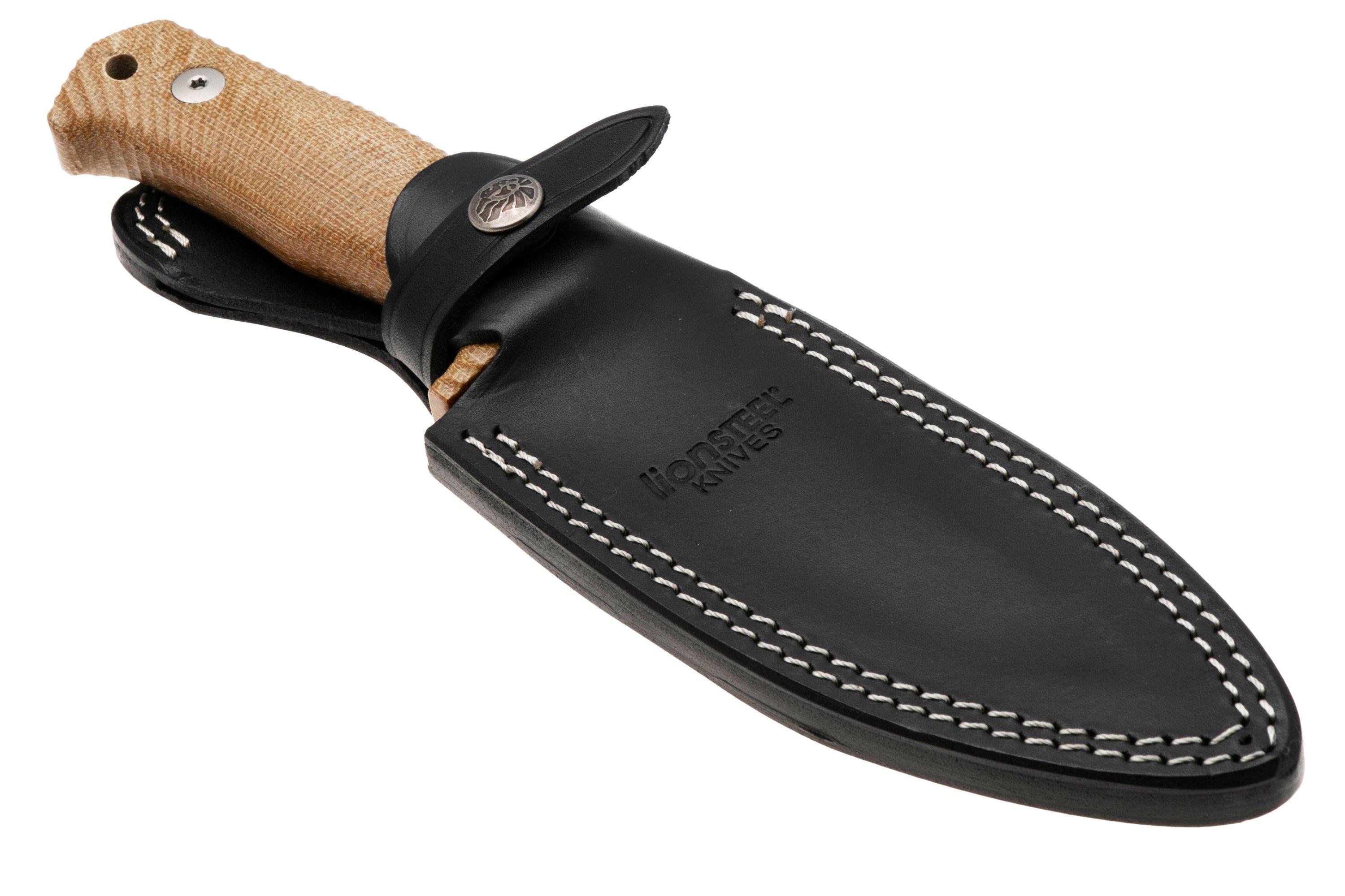 LionSteel T5-CVN Satin Niolox, Natural Canvas Micarta, fixed knife ...