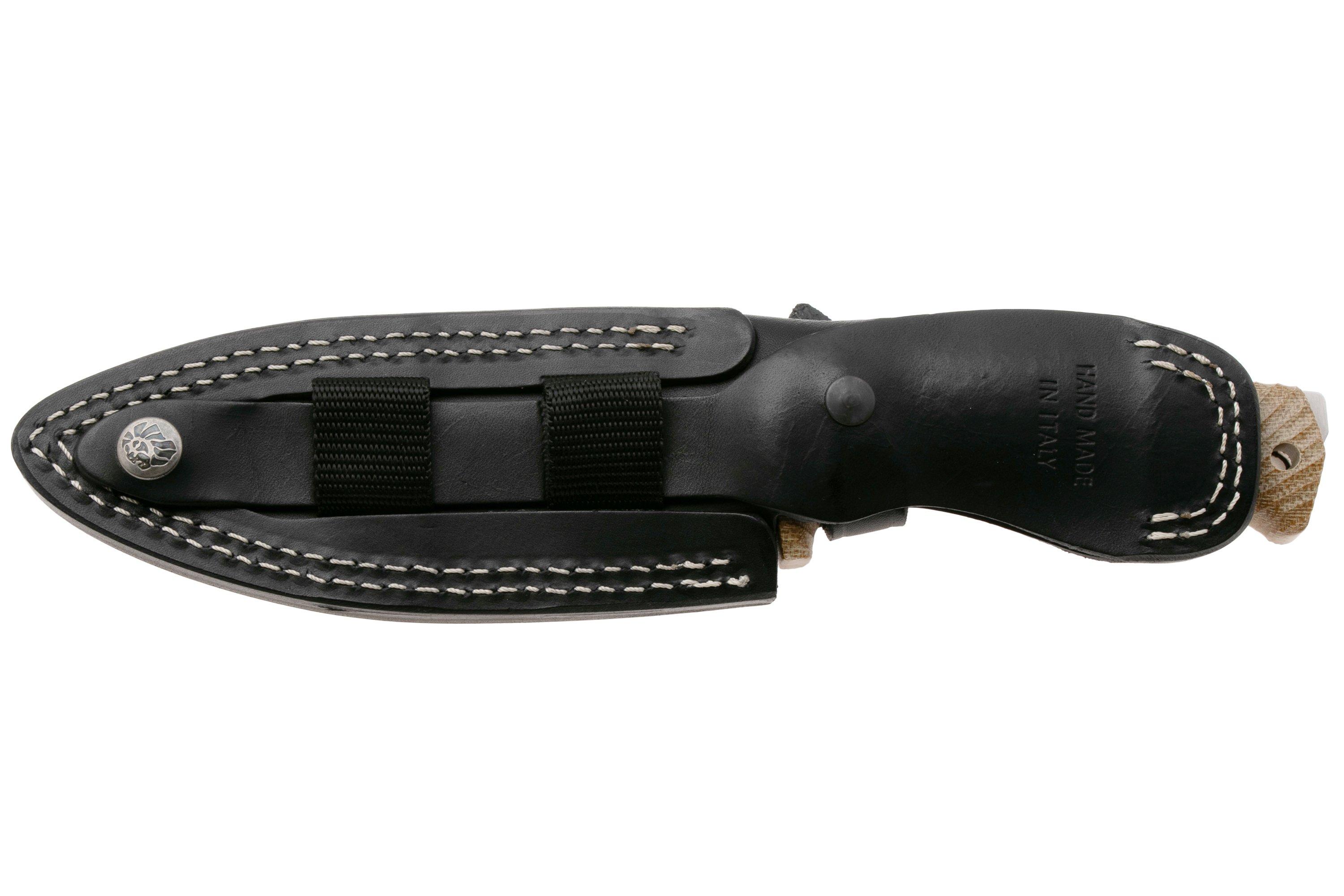 LionSteel T5-CVN Satin Niolox, Natural Canvas Micarta, fixed knife ...