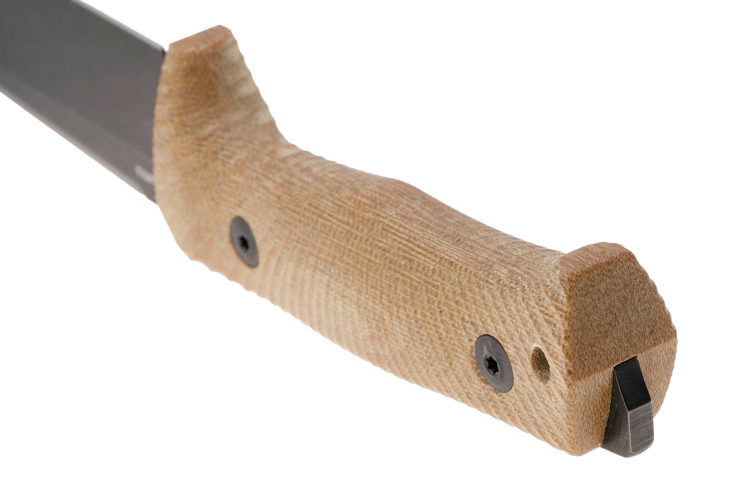 LionSteel T5B-CVN Blackwashed Niolox, Natural Canvas Micarta, fixed ...