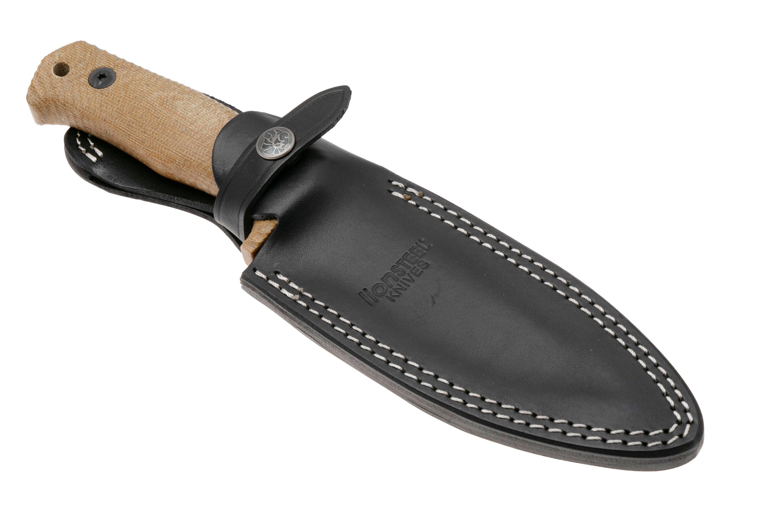 LionSteel T5B-CVN Blackwashed Niolox, Natural Canvas Micarta, fixed ...