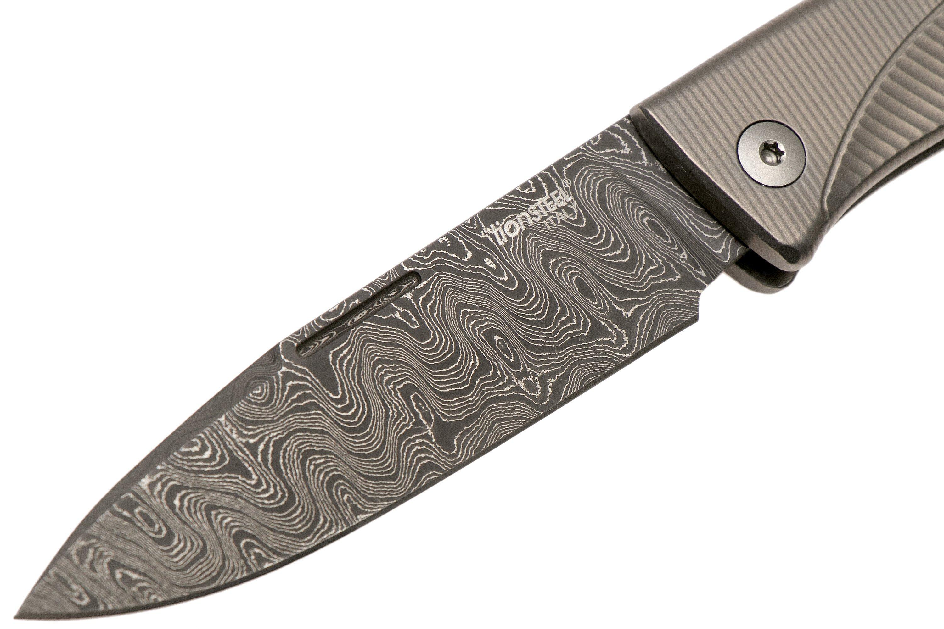 LionSteel Thrill TL-D-GY Damascus, Grau Titan Integral Slipjoint ...