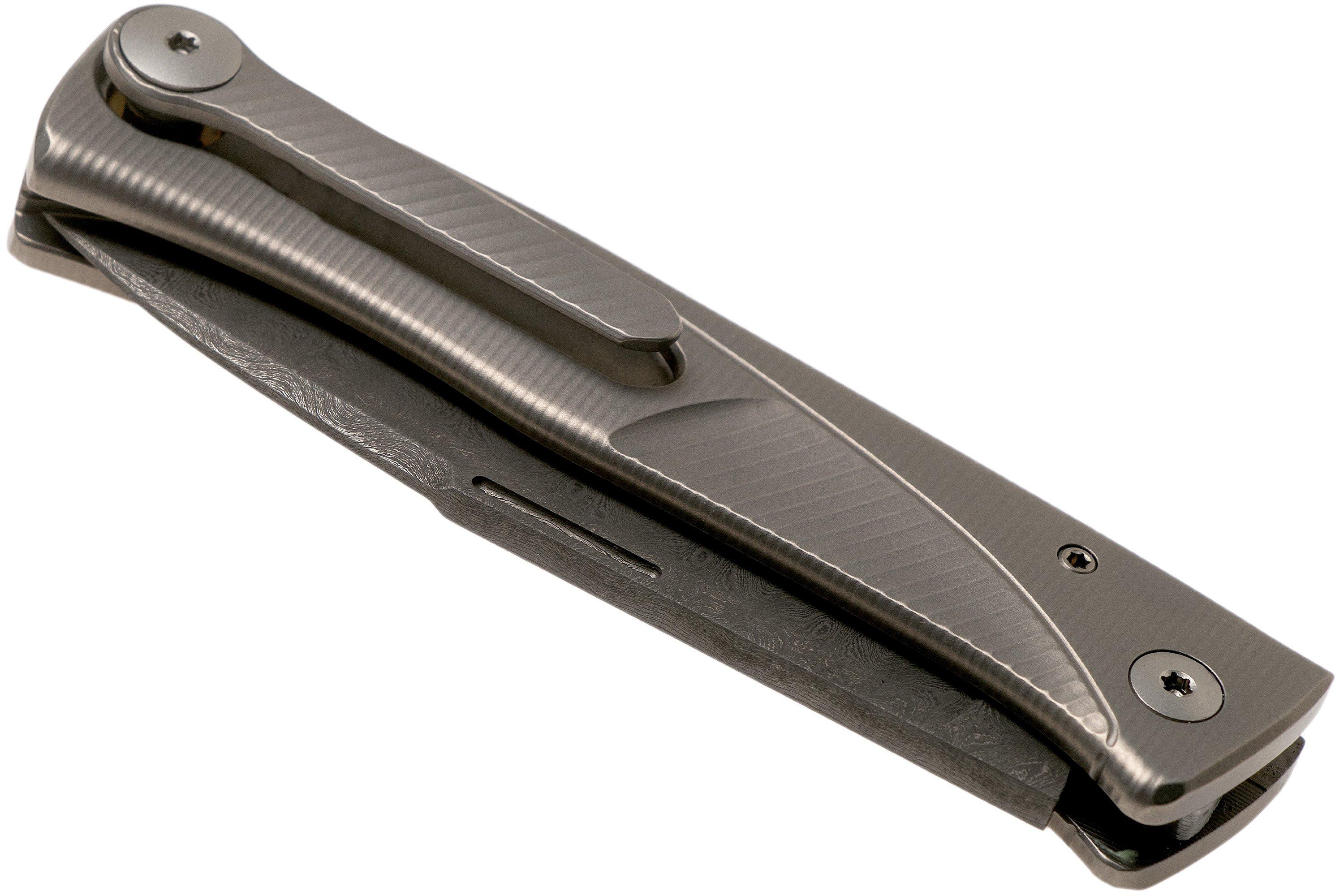 LionSteel Thrill TL-D-GY Damascus, Grau Titan Integral Slipjoint ...