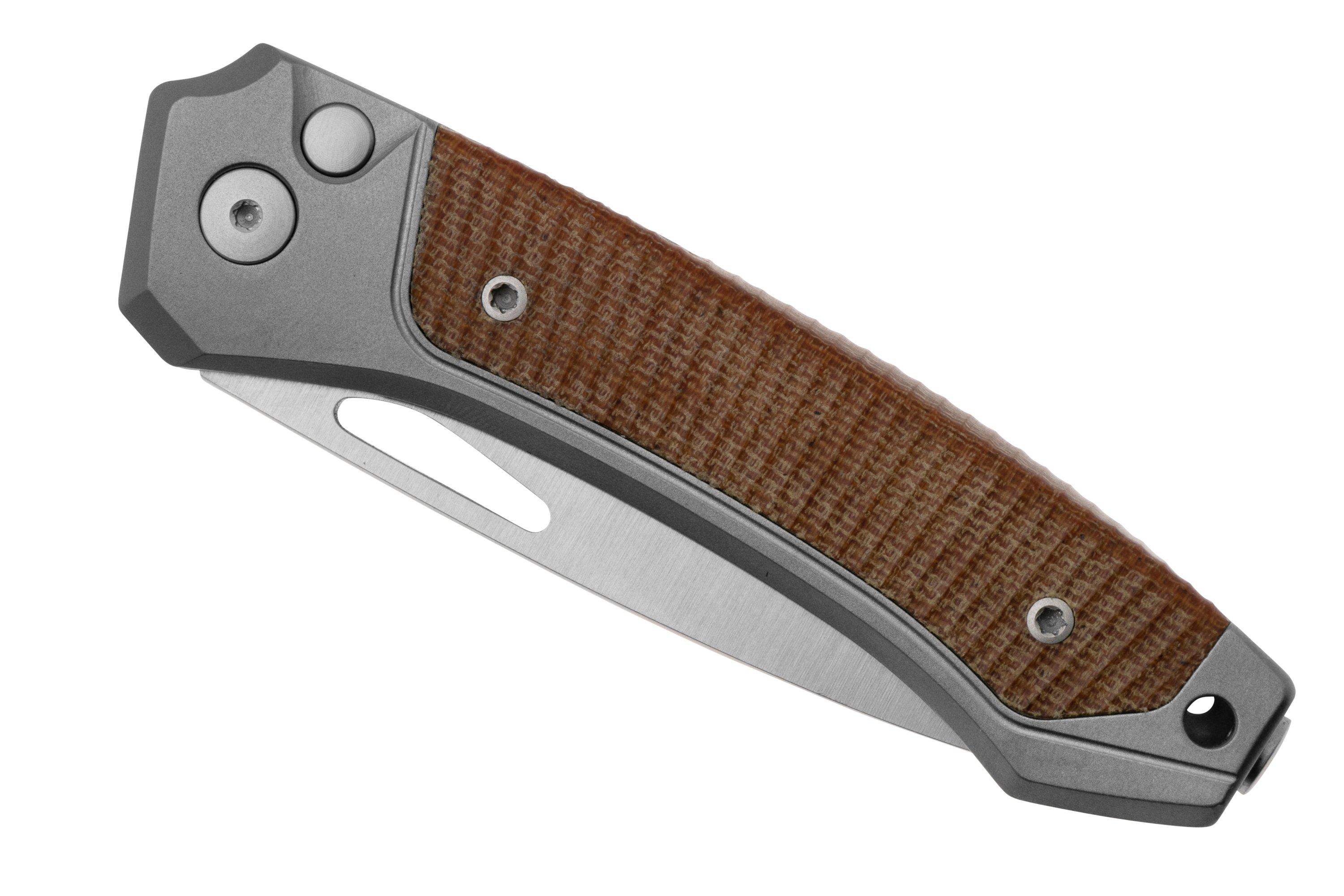LionSteel Twain TW-GY-CVN Titanium, Natural Canvas Micarta, pocket ...