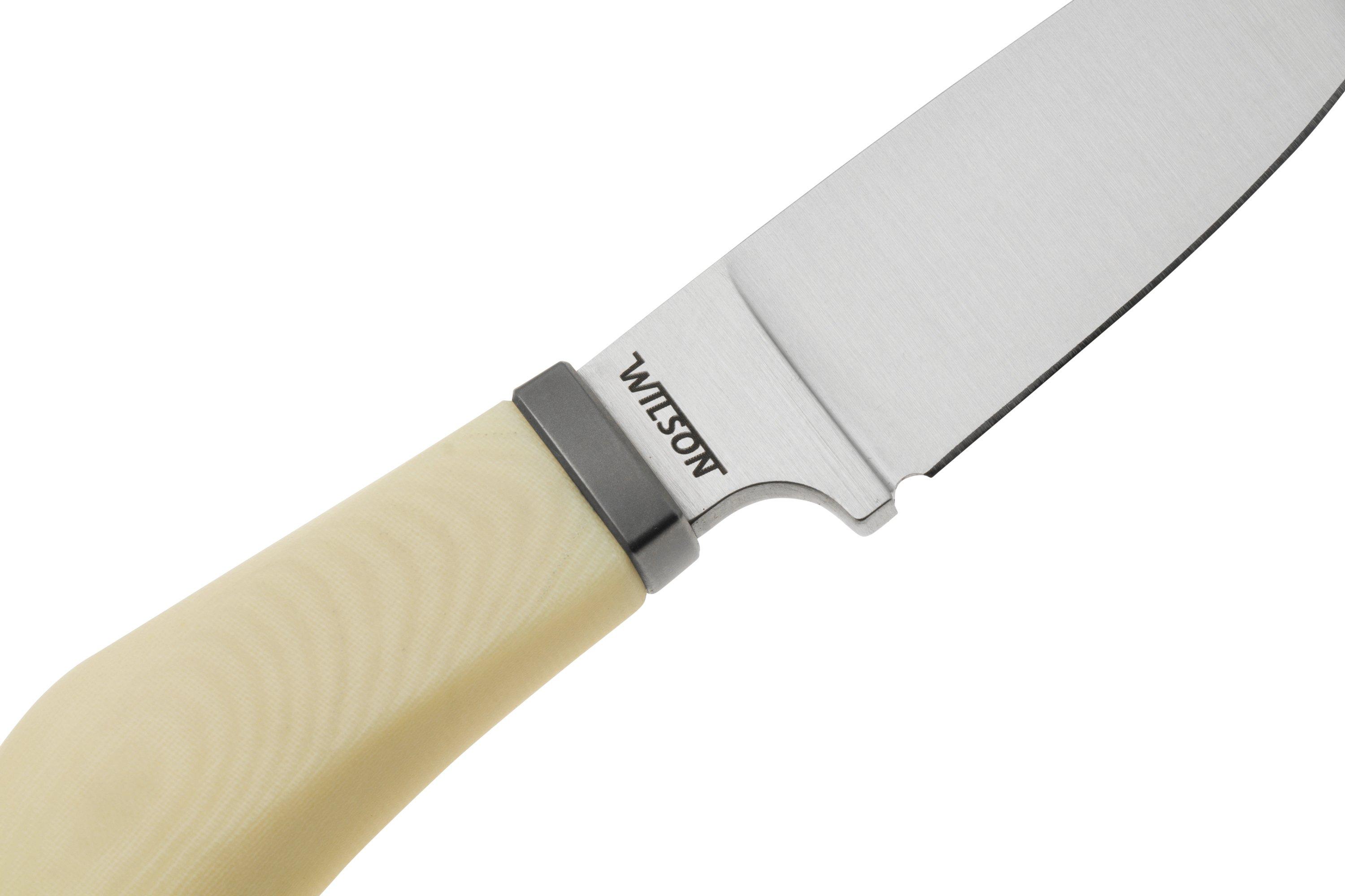 LionSteel Willy WL1-MW, M390 Droppoint White Micarta, vaststaand mes ...