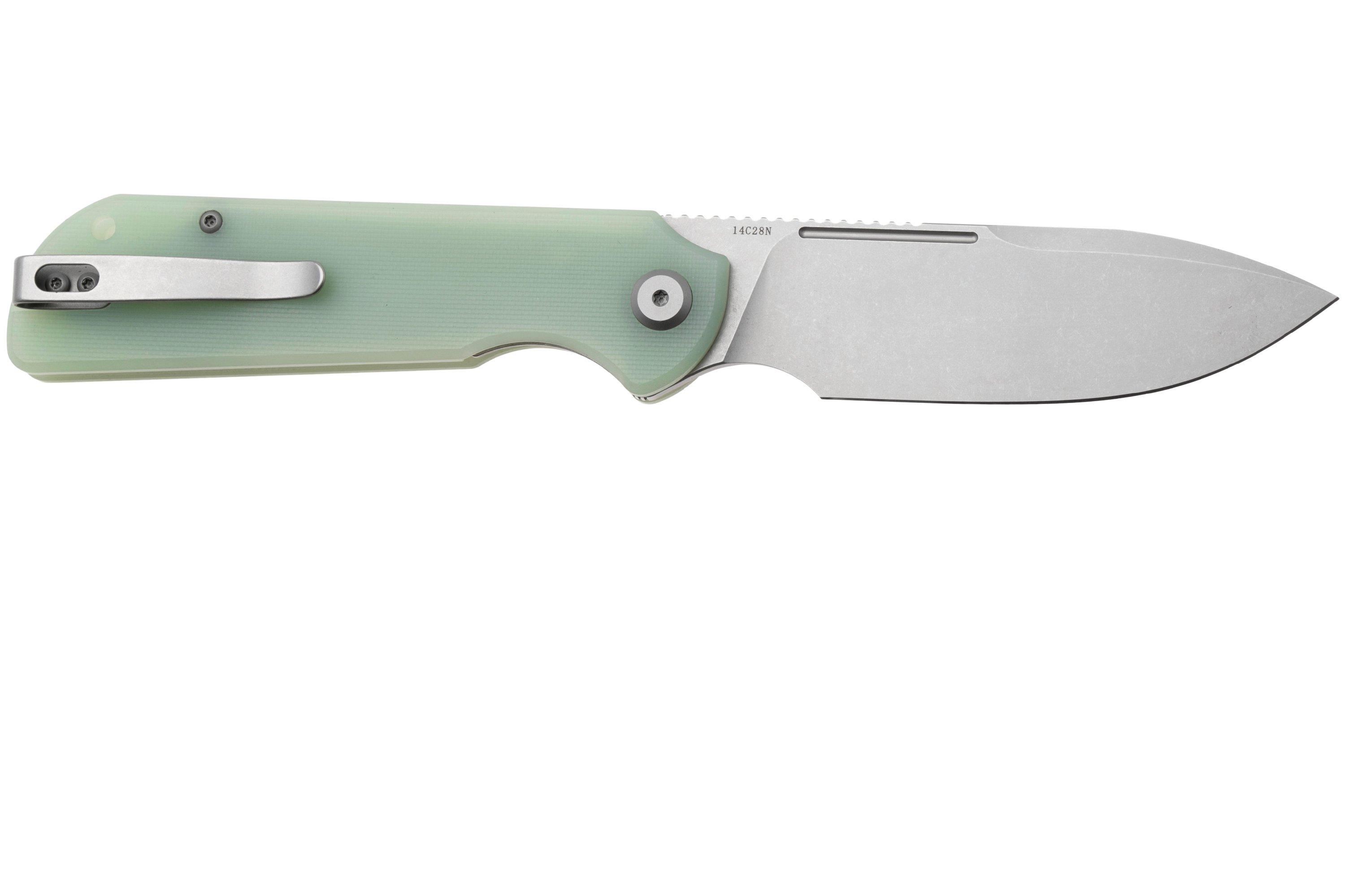 Eutektik Binary BIN-JSW-R Stonewashed 14C28N, Jade G10, pocket knife ...