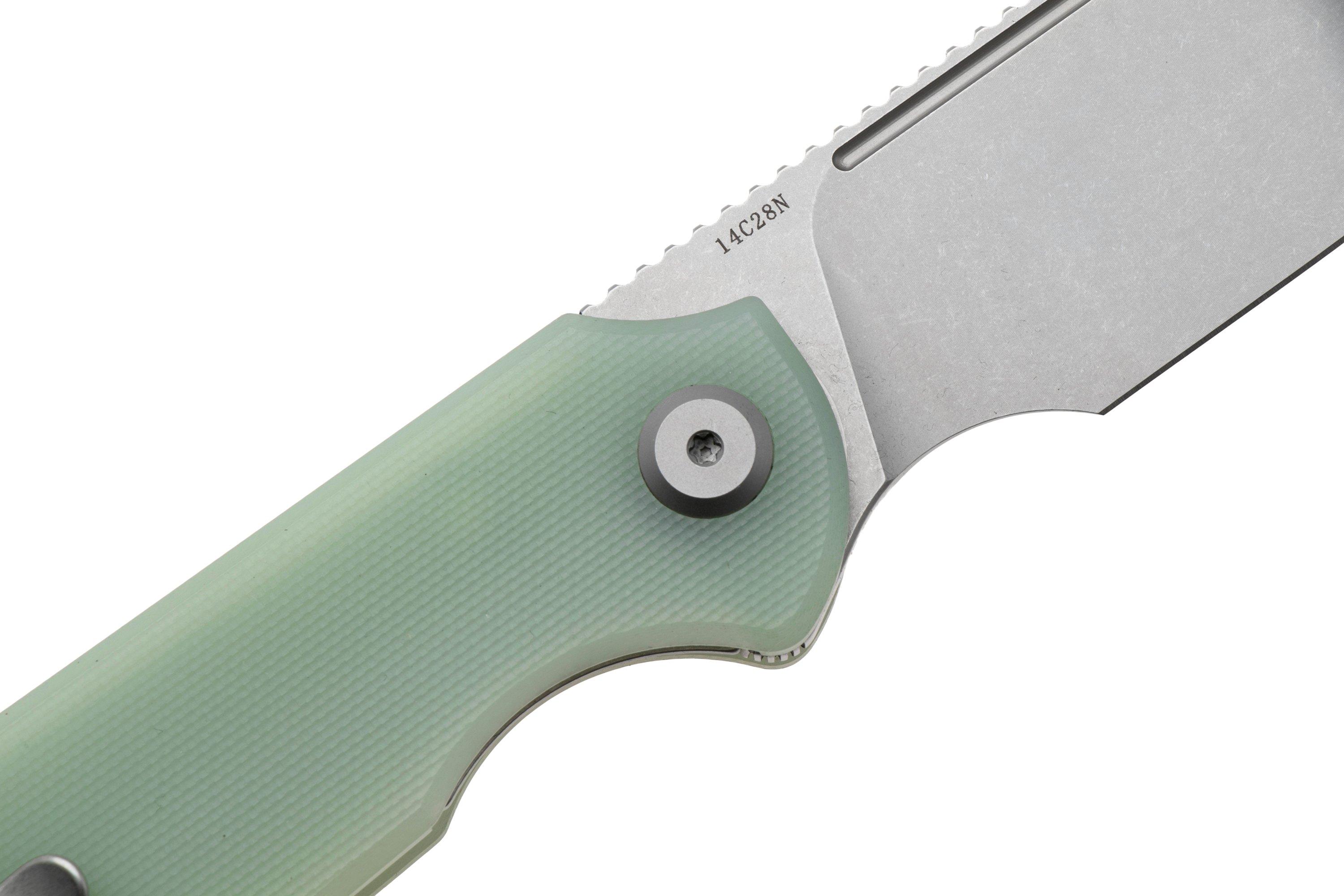 Eutektik Binary BIN-JSW-R Stonewashed 14C28N, Jade G10, pocket knife ...