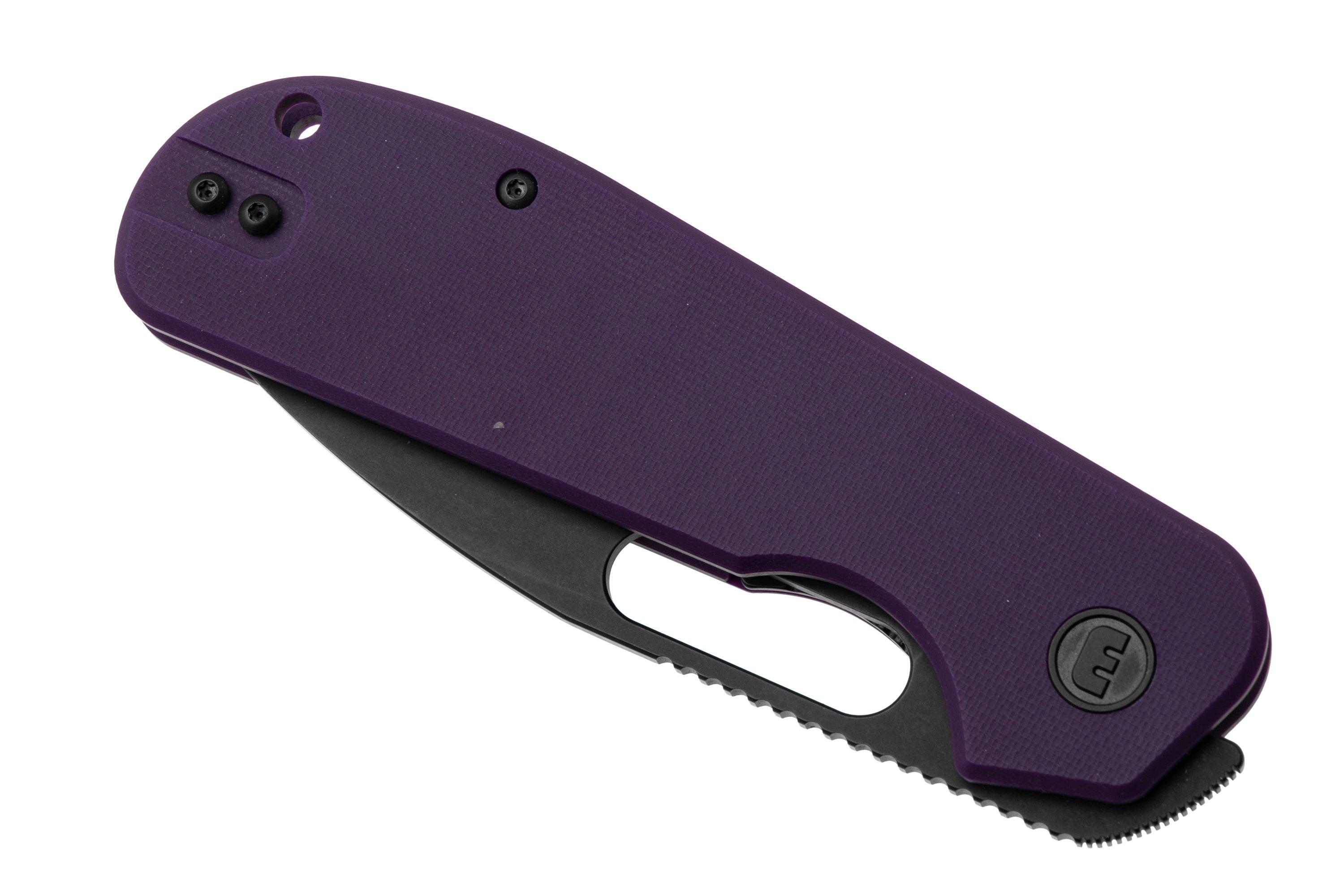 Eutektik EFD EFD-PBW-L Blackwashed 14C28N, Purple G10, navalha para ...