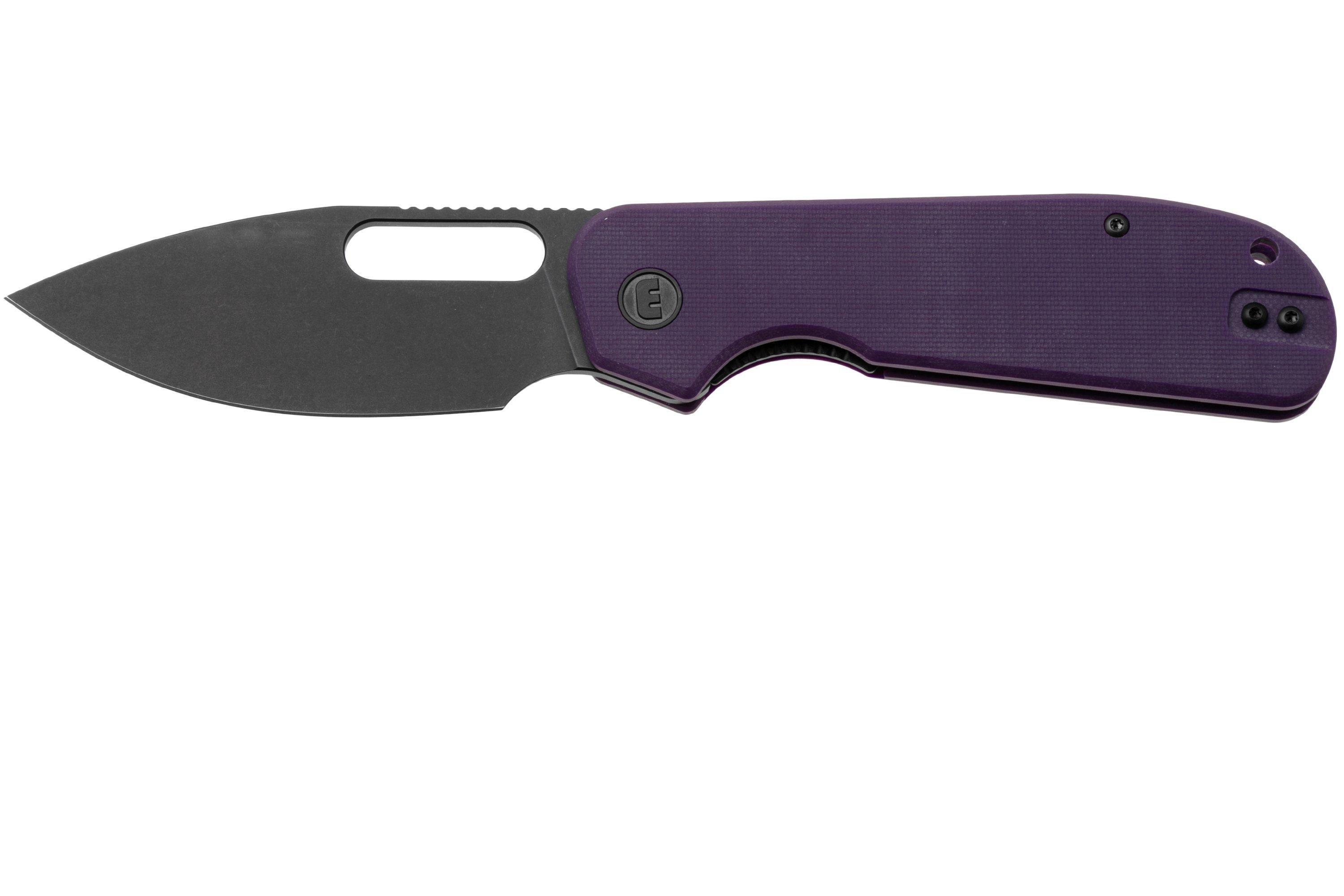 Eutektik EFD EFD-PBW-R Blackwashed 14C28N, Purple G10, pocket knife ...