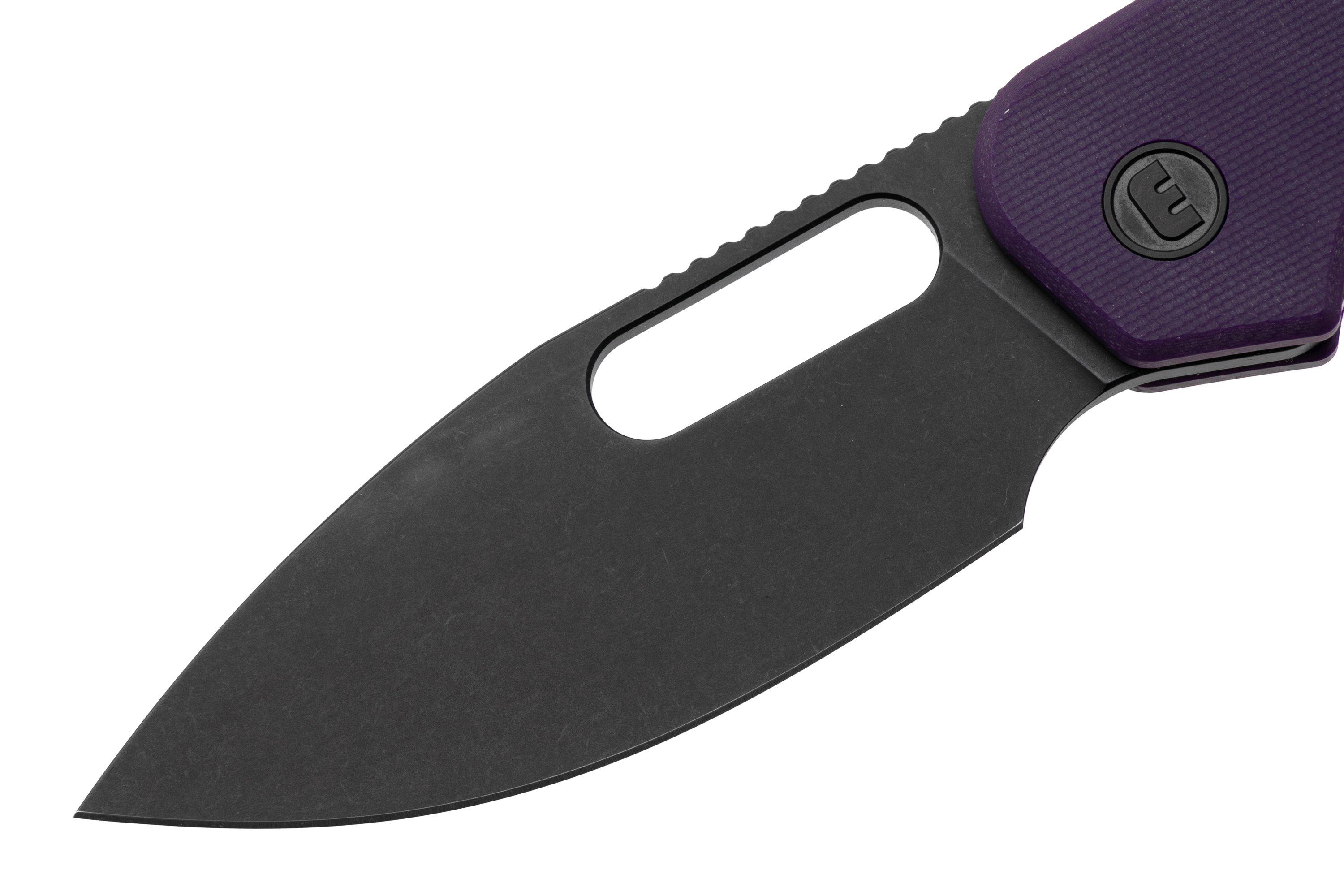 Eutektik EFD EFD-PBW-R Blackwashed 14C28N, Purple G10, pocket knife ...