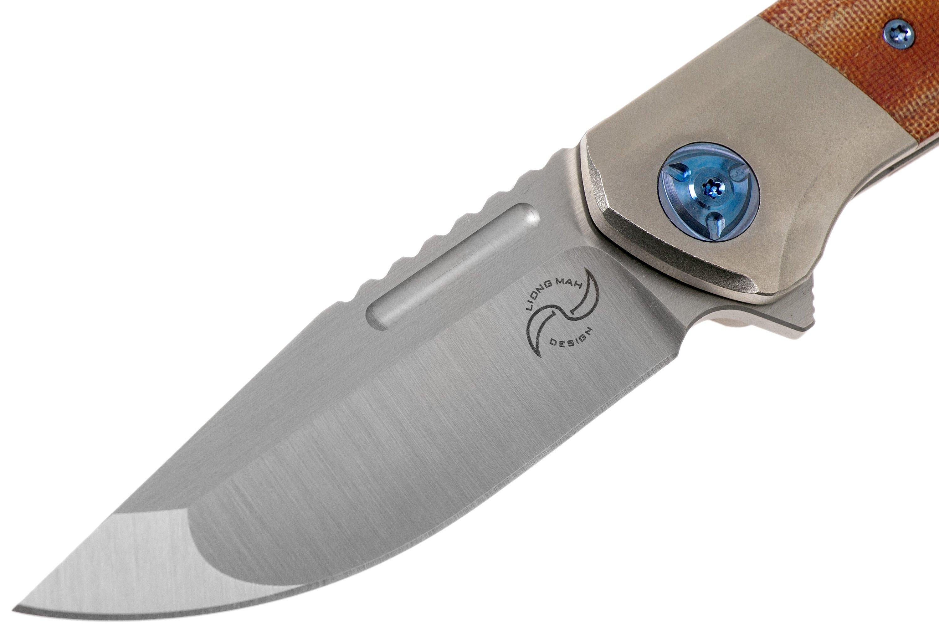 Liong Mah Lanny, Brown Canvas Micarta, Satin M390 pocket knife ...