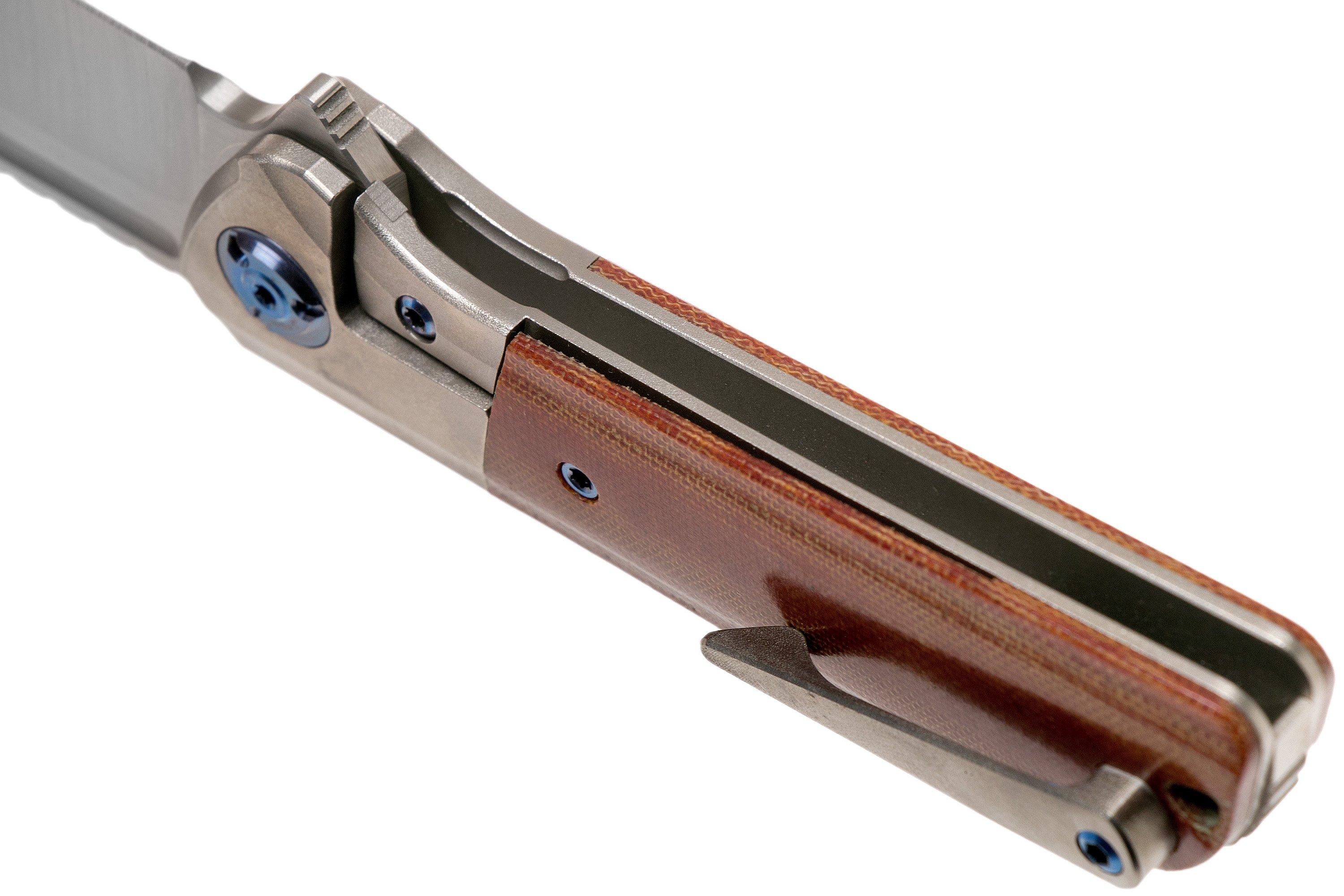 Liong Mah Lanny, Brown Canvas Micarta, Satin M390 pocket knife ...