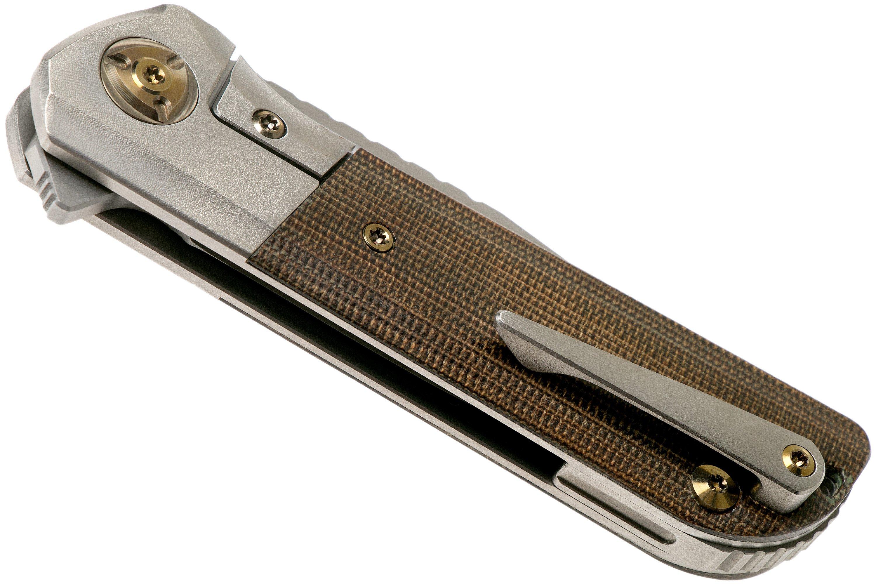 Liong Mah Lanny, Green Canvas Micarta, Satin M390 pocket knife ...