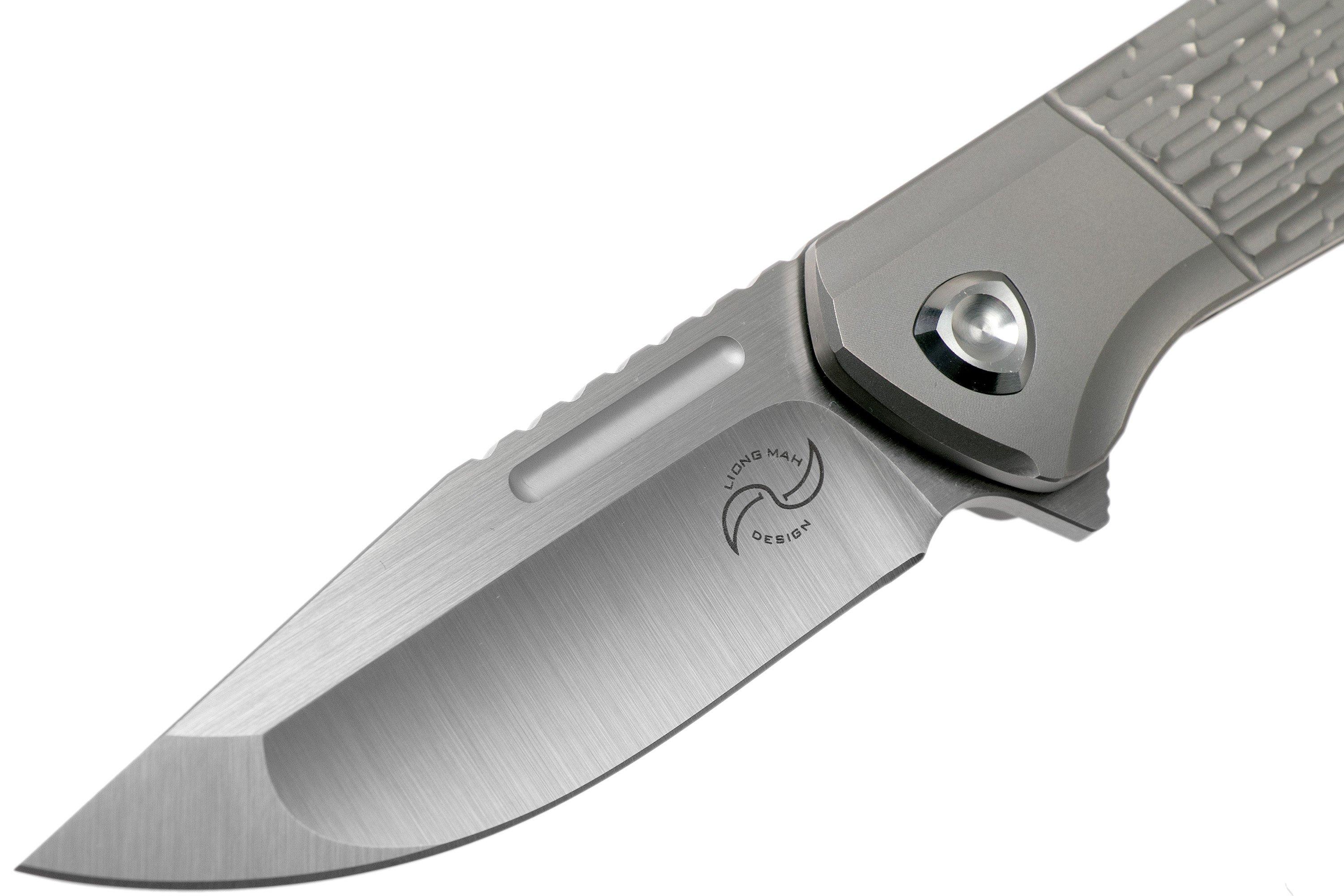 Liong Mah Lanny V2, Textured Titanium, Satin M390 pocket knife ...