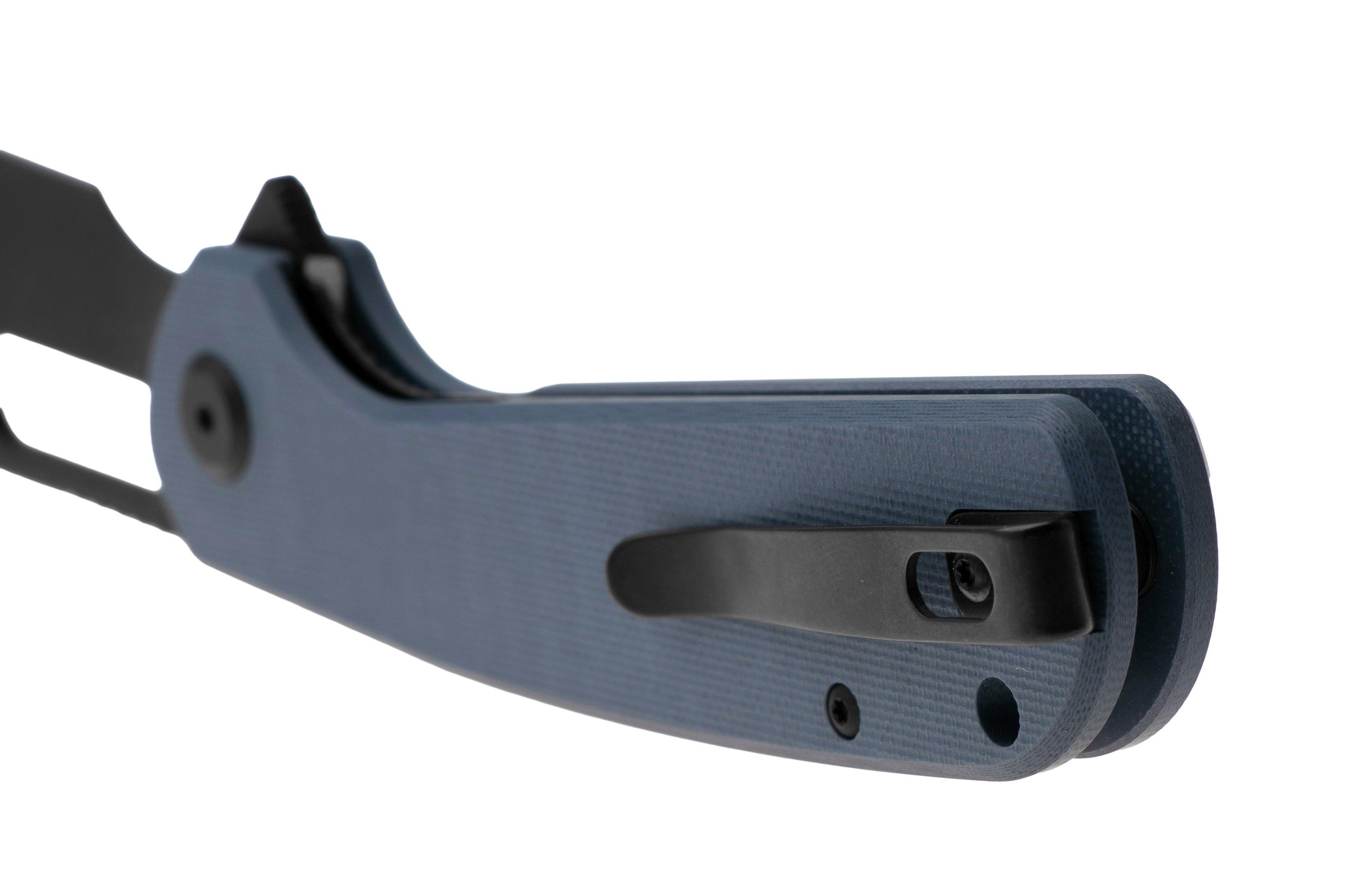 Eutektik Trinity TRI-DBW-R Blackwashed 14C28N, Blue G10, pocket knife ...