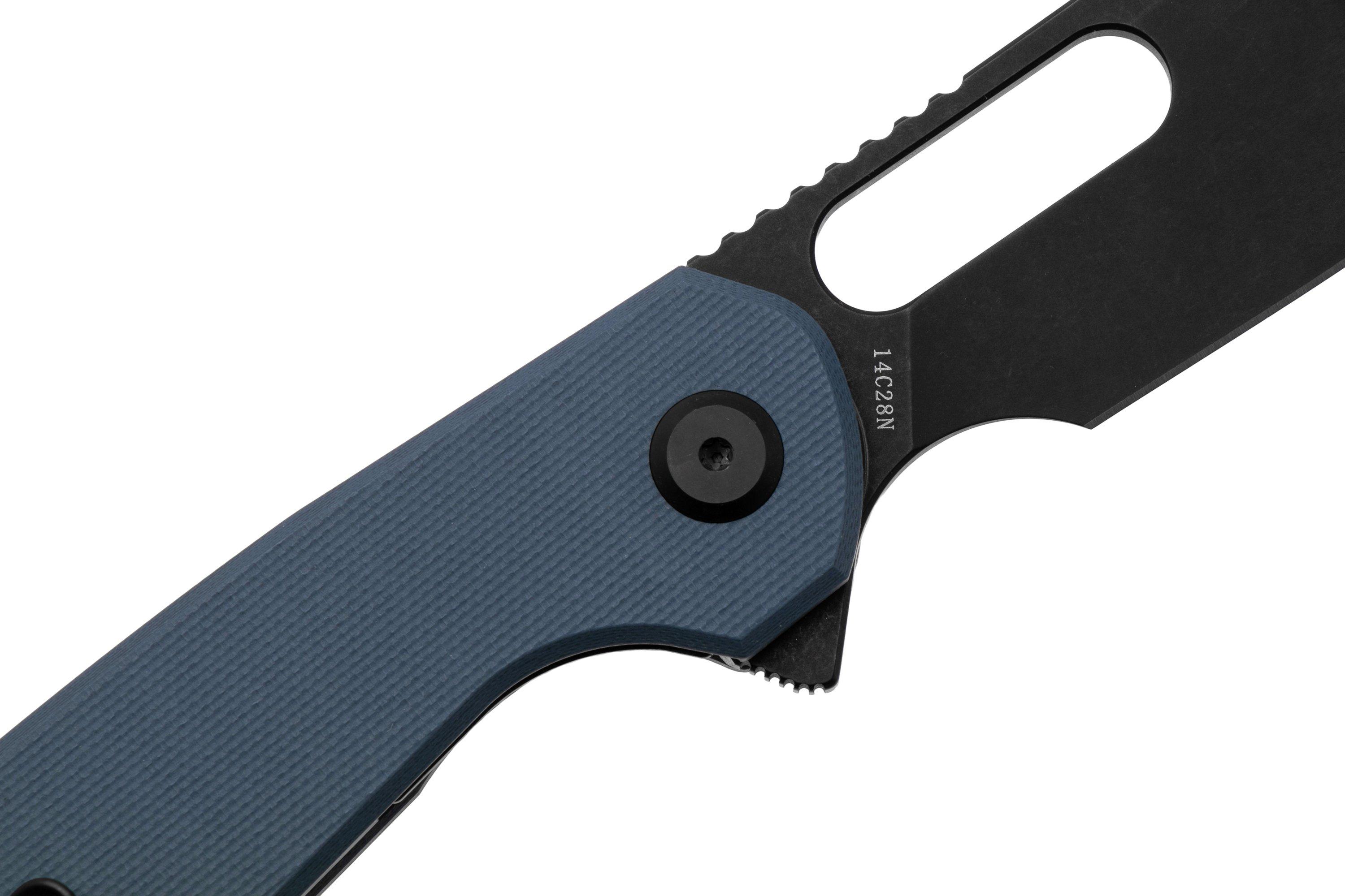Eutektik Trinity TRI-DBW-R Blackwashed 14C28N, Blue G10, pocket knife ...