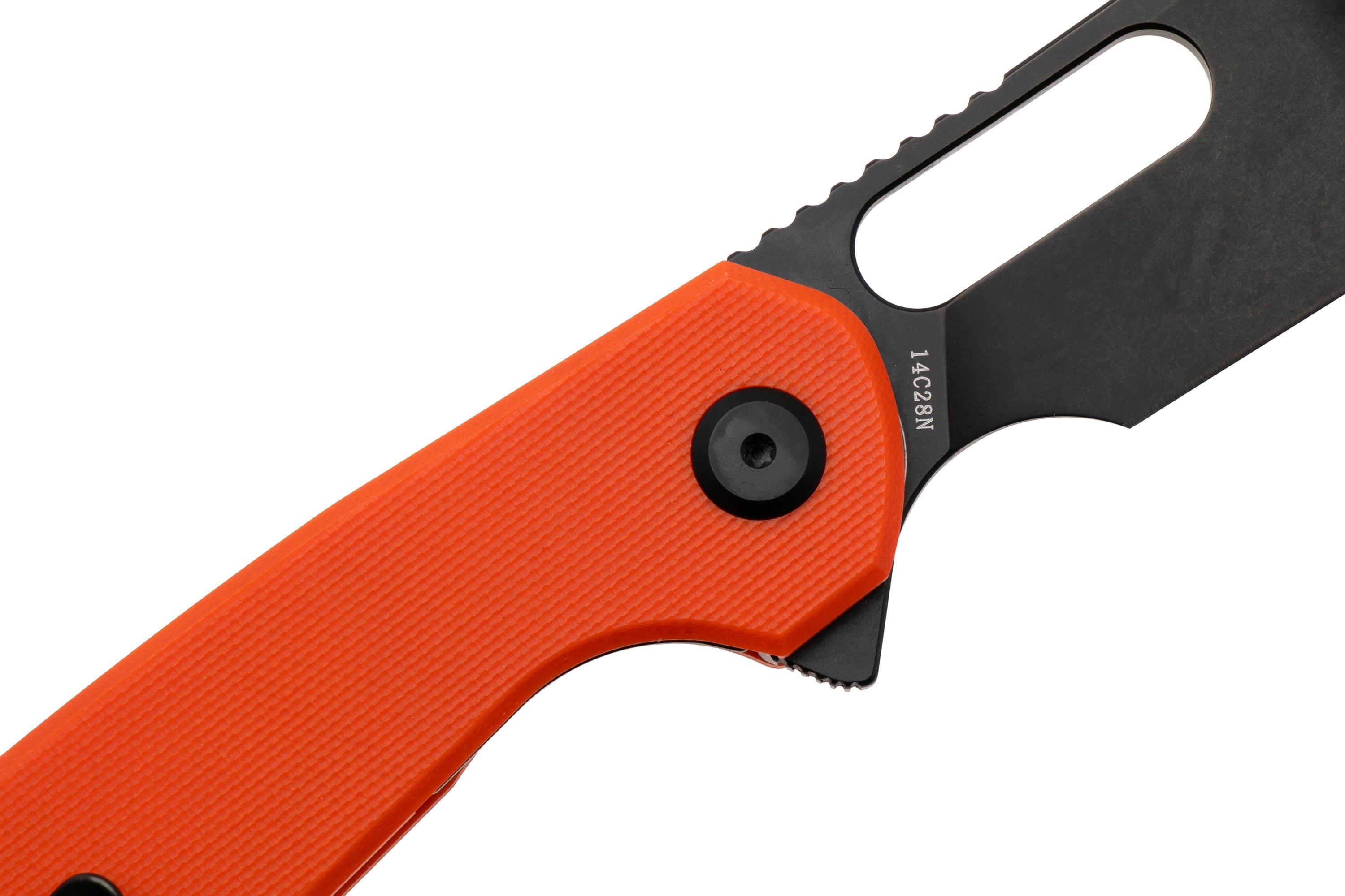 Eutektik Trinity TRI-OBW-R Blackwashed 14C28N, Orange G10, pocket knife ...