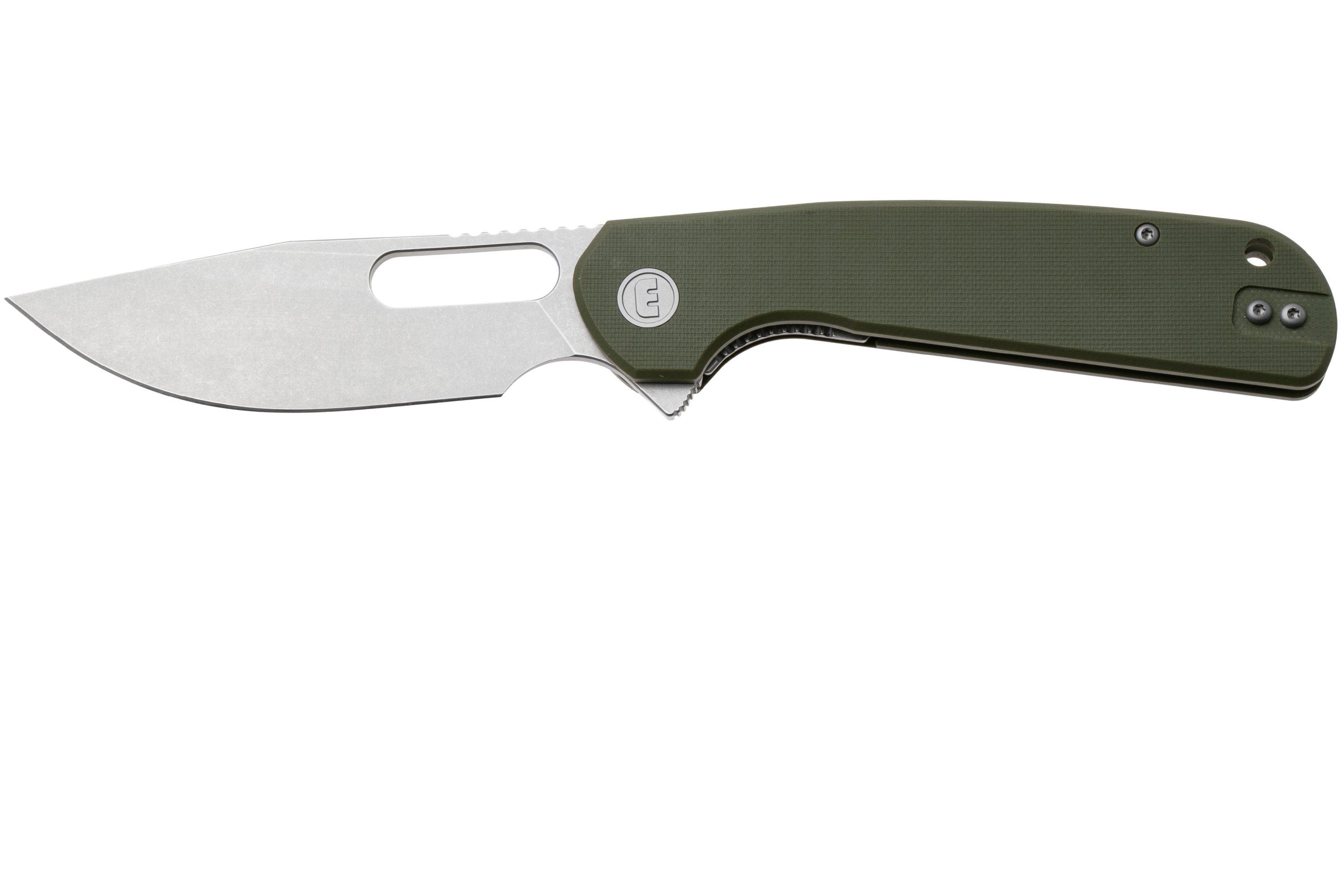 Eutektik Trinity TRI-OGSW-R Stonewashed 14C28N, OD Green G10, pocket ...