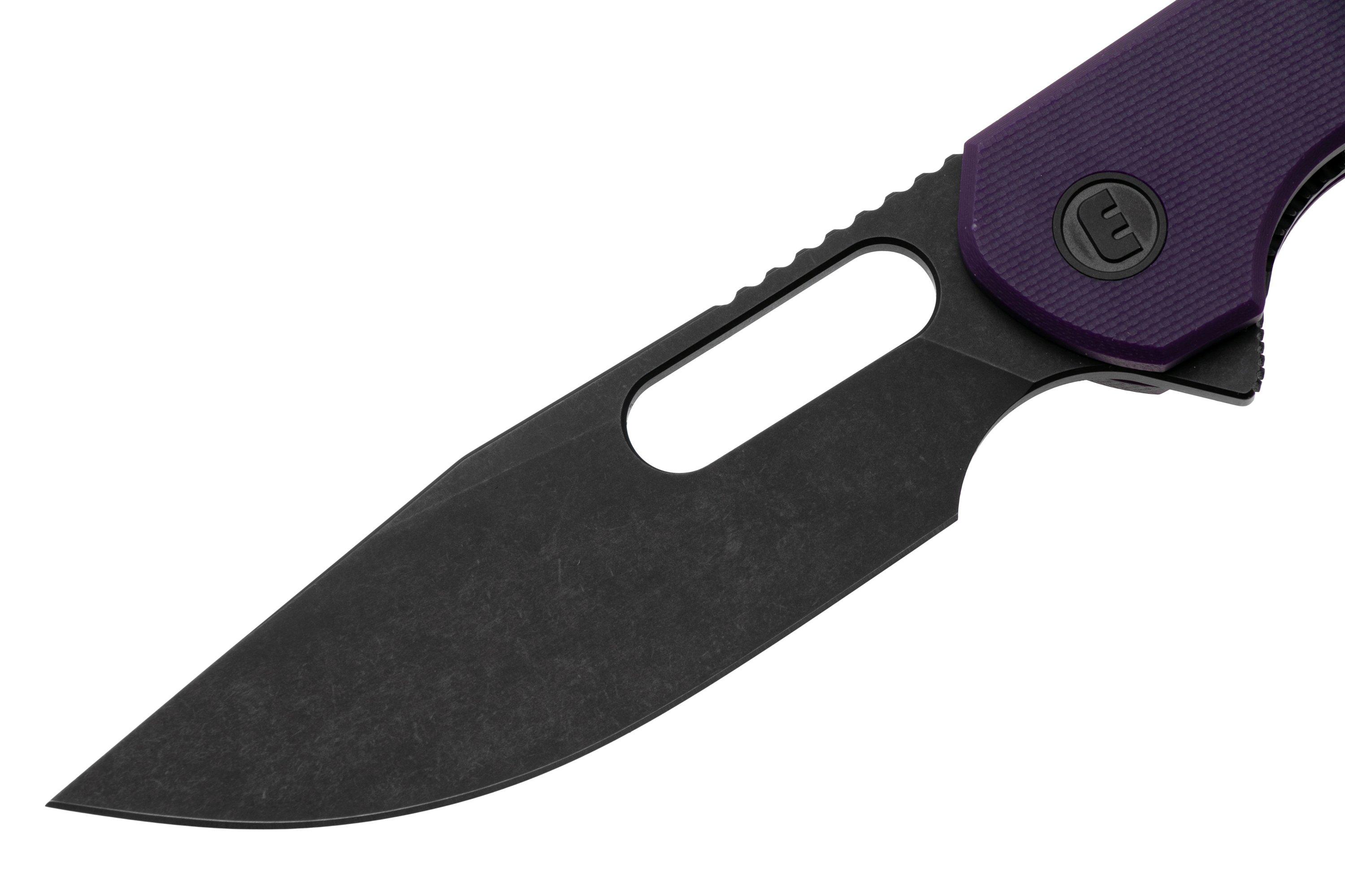 Eutektik Trinity TRI-PSW-R Stonewashed 14C28N, Purple G10, pocket knife ...
