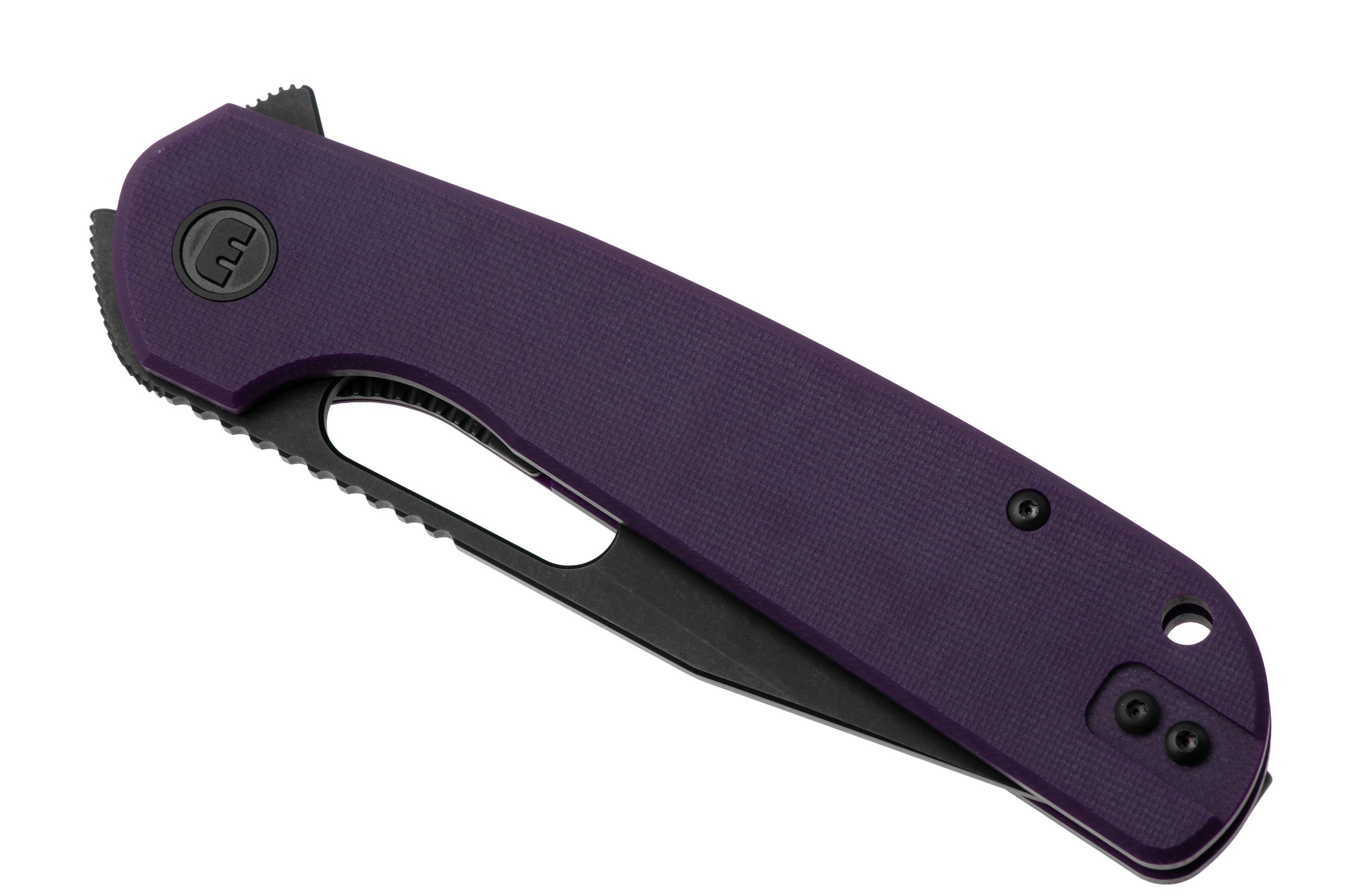 Eutektik Trinity TRI-PSW-R Stonewashed 14C28N, Purple G10, pocket knife ...