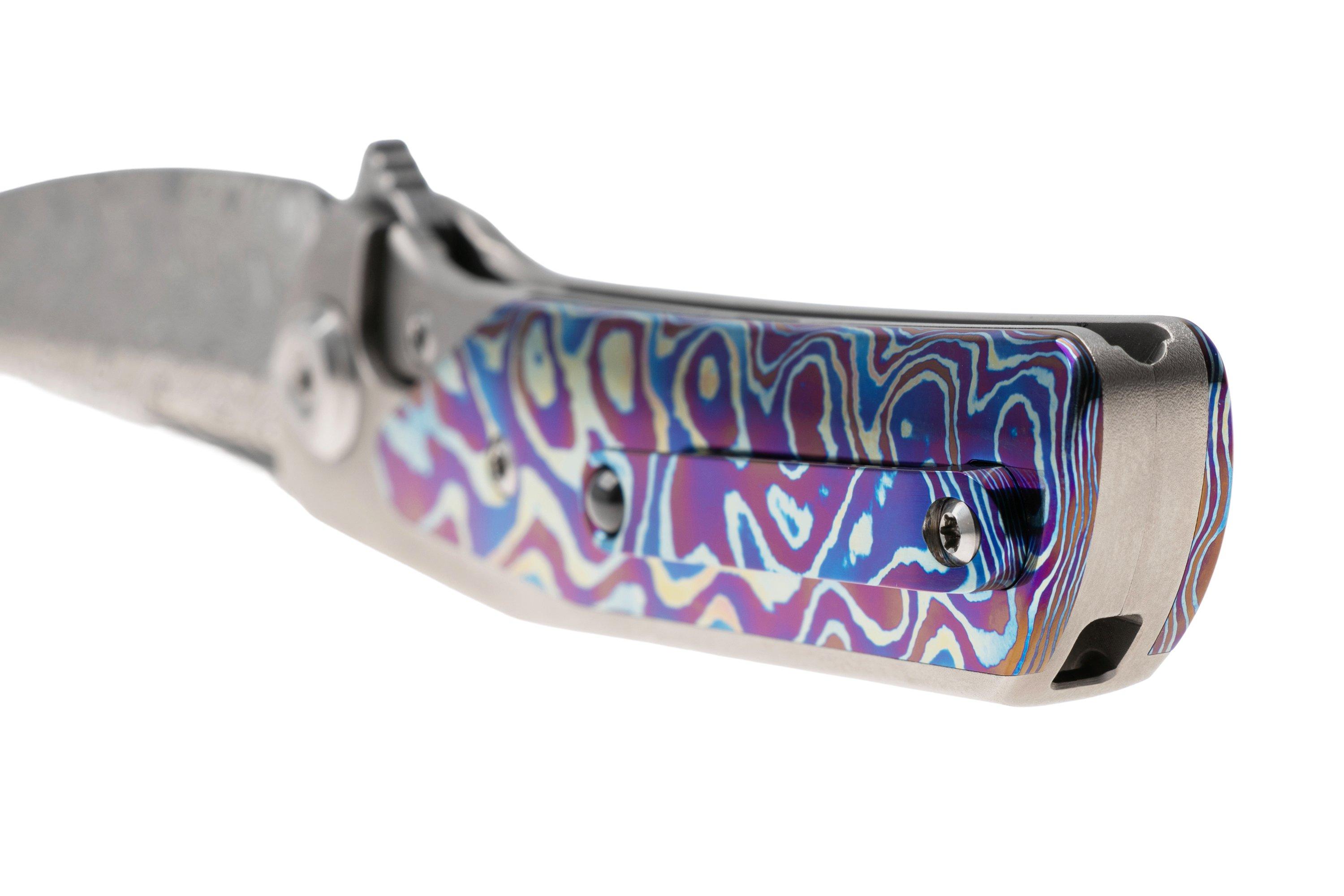 Liong Mah Warrior 3, Damasteel, Titanium MokuTi Inlay, pocket knife ...