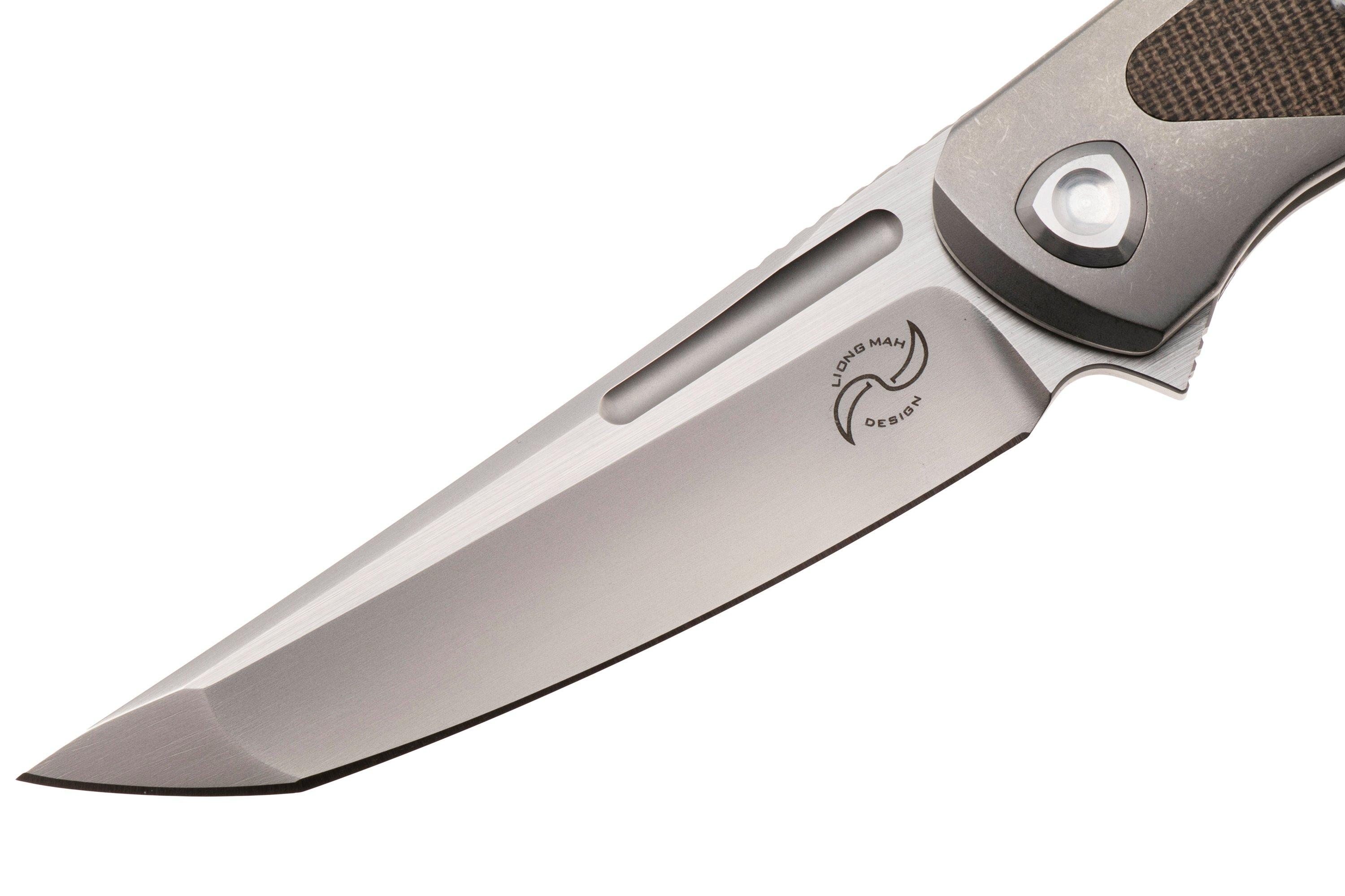 Liong Mah Warrior 3 Bead Blasted Böhler M390, Titanium Green Micarta ...