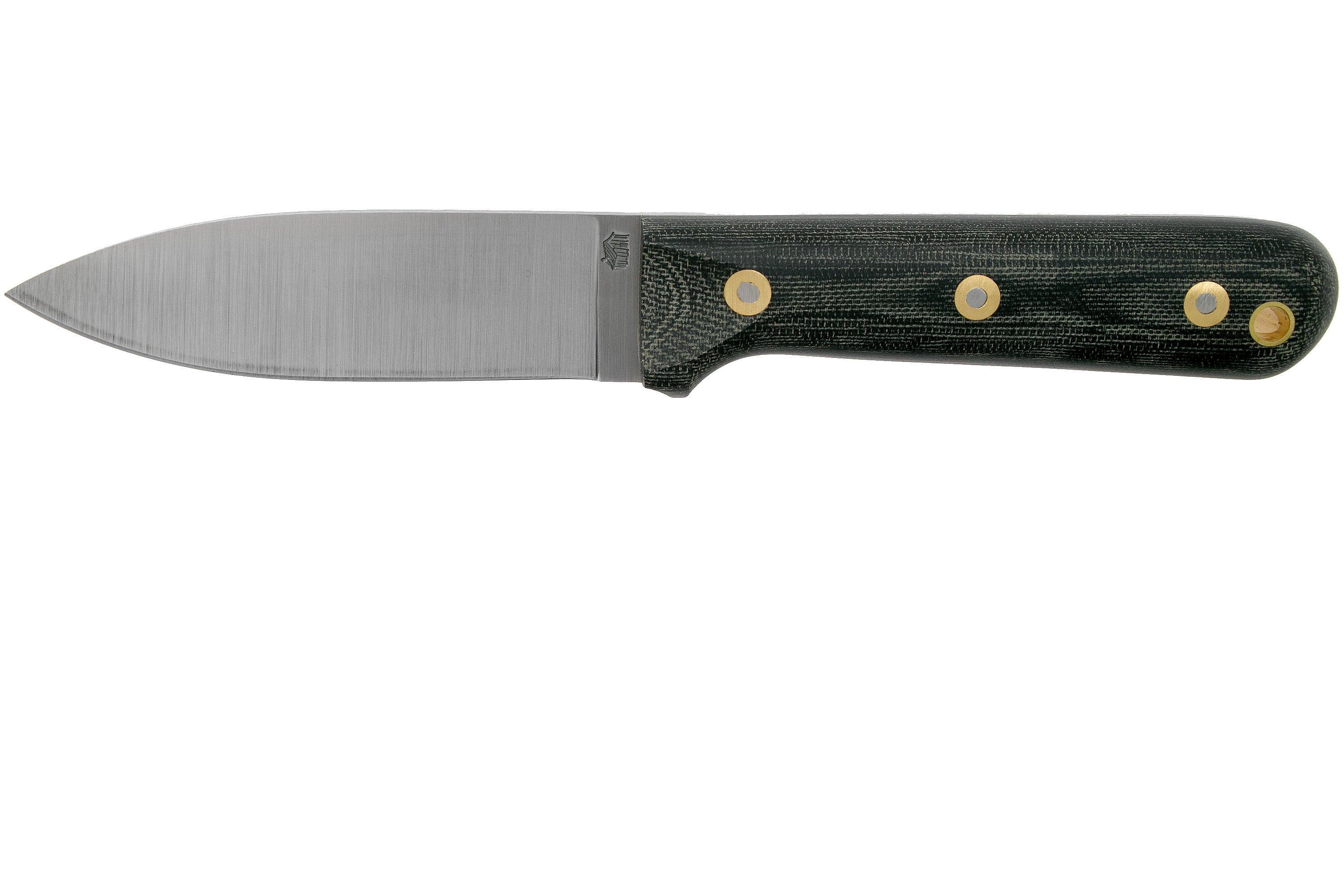 LT Wright Genesis Flat Grind, A2, Matte Black Micarta, Leather sheath ...
