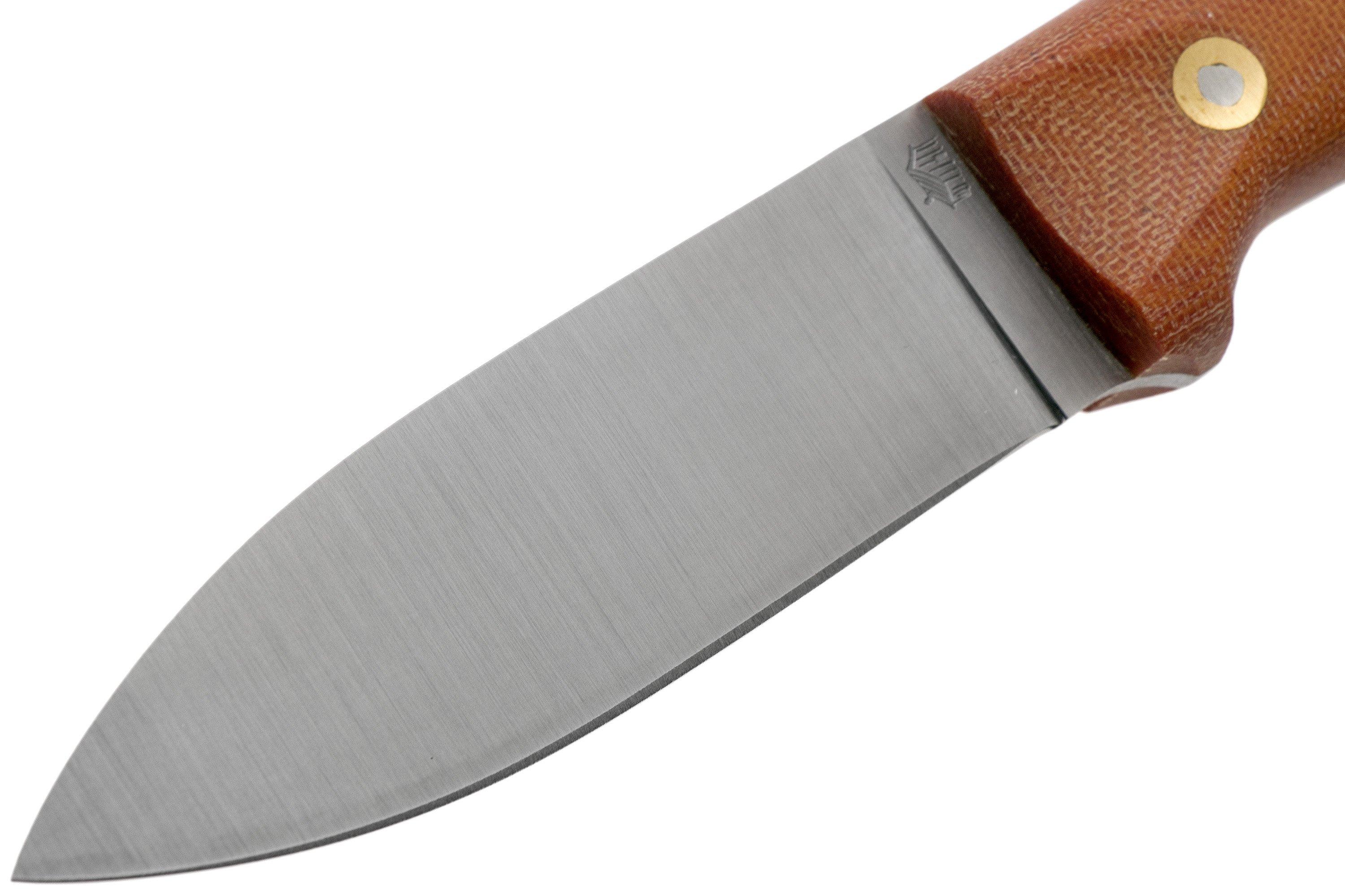 LT Wright Genesis Flat Grind, A2, Matte Natural Micarta, Leather sheath ...