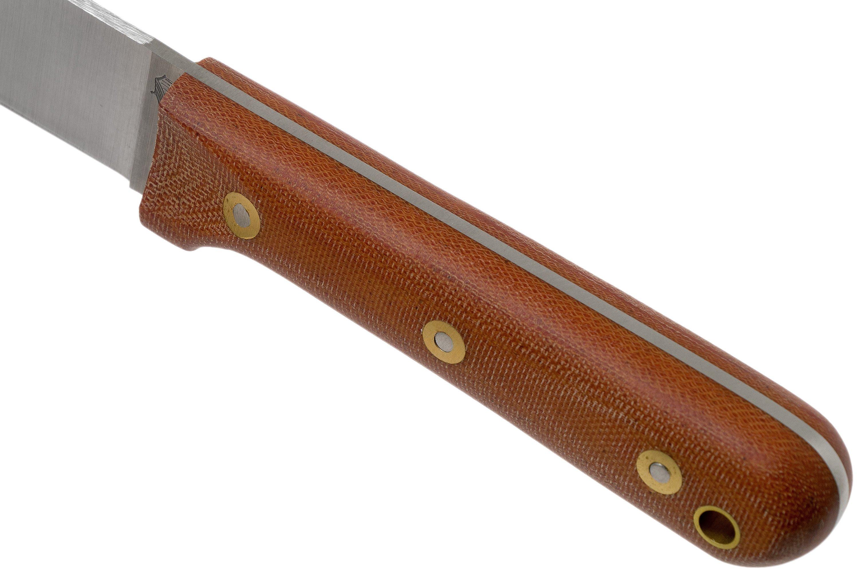 LT Wright Genesis Flat Grind, A2, Matte Natural Micarta, Leather sheath ...