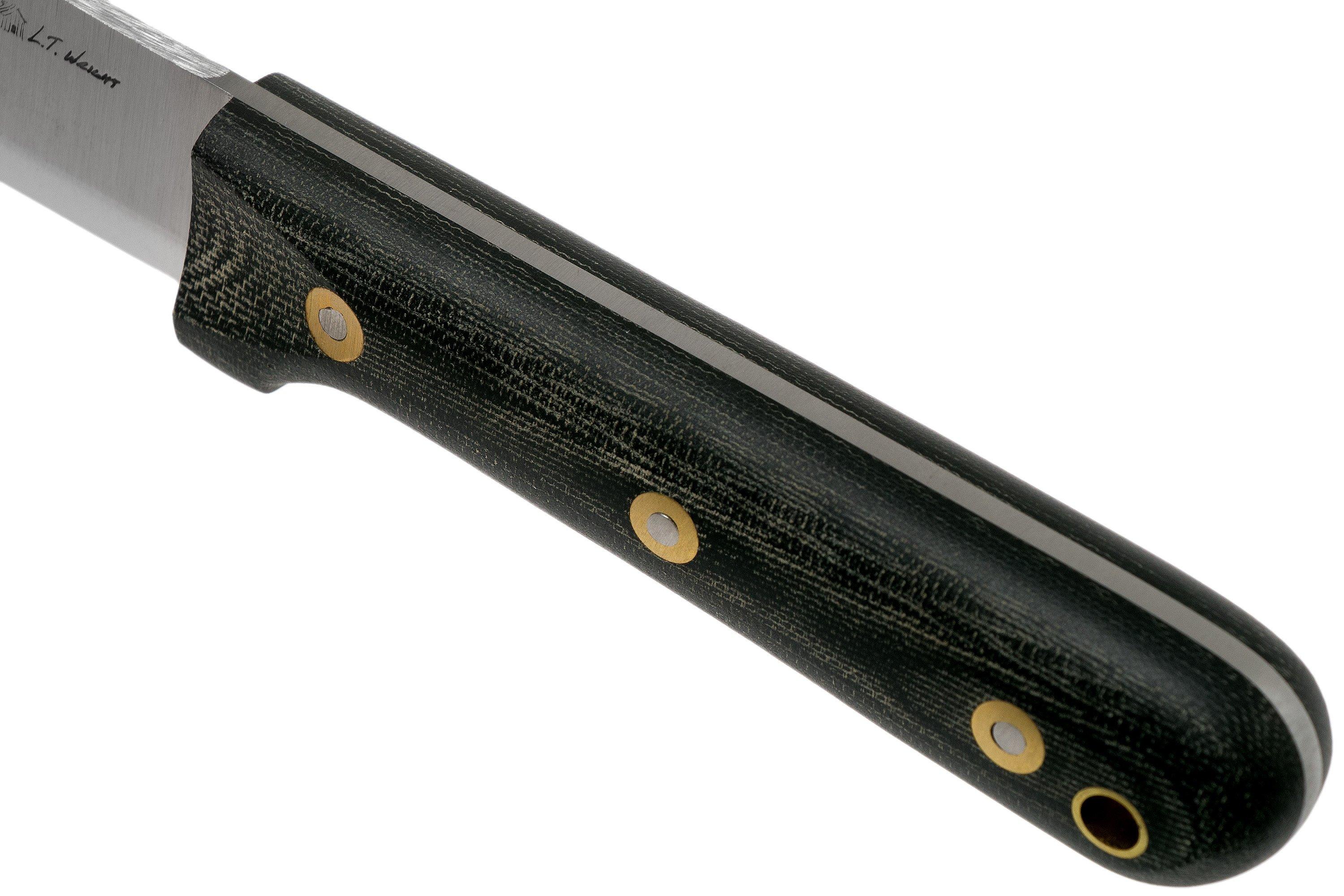 LT Wright Genesis Scandi Grind, A2, Matte Black Micarta, Leather sheath ...
