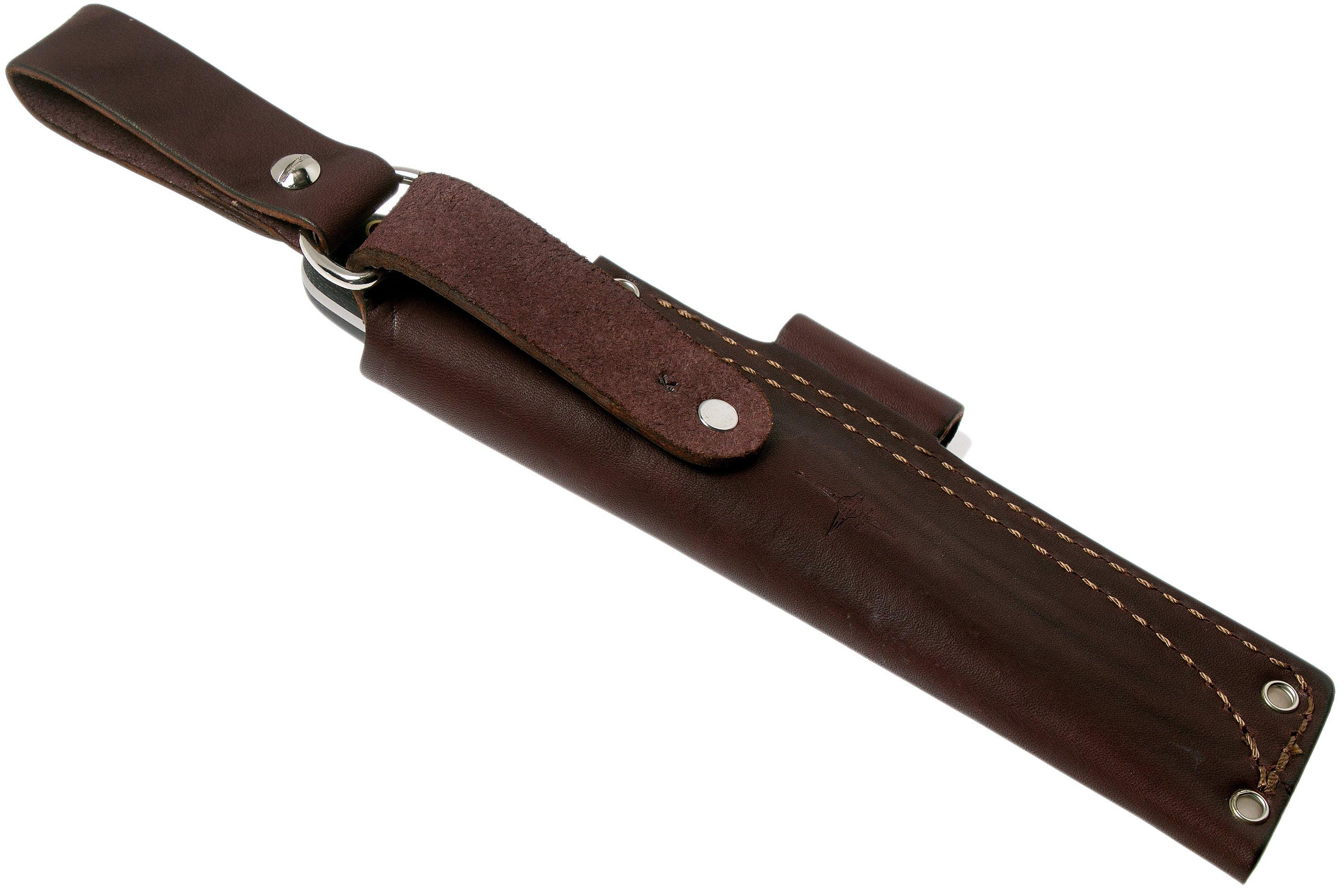 LT Wright Genesis Scandi Grind, A2, Matte Black Micarta, Leather sheath ...