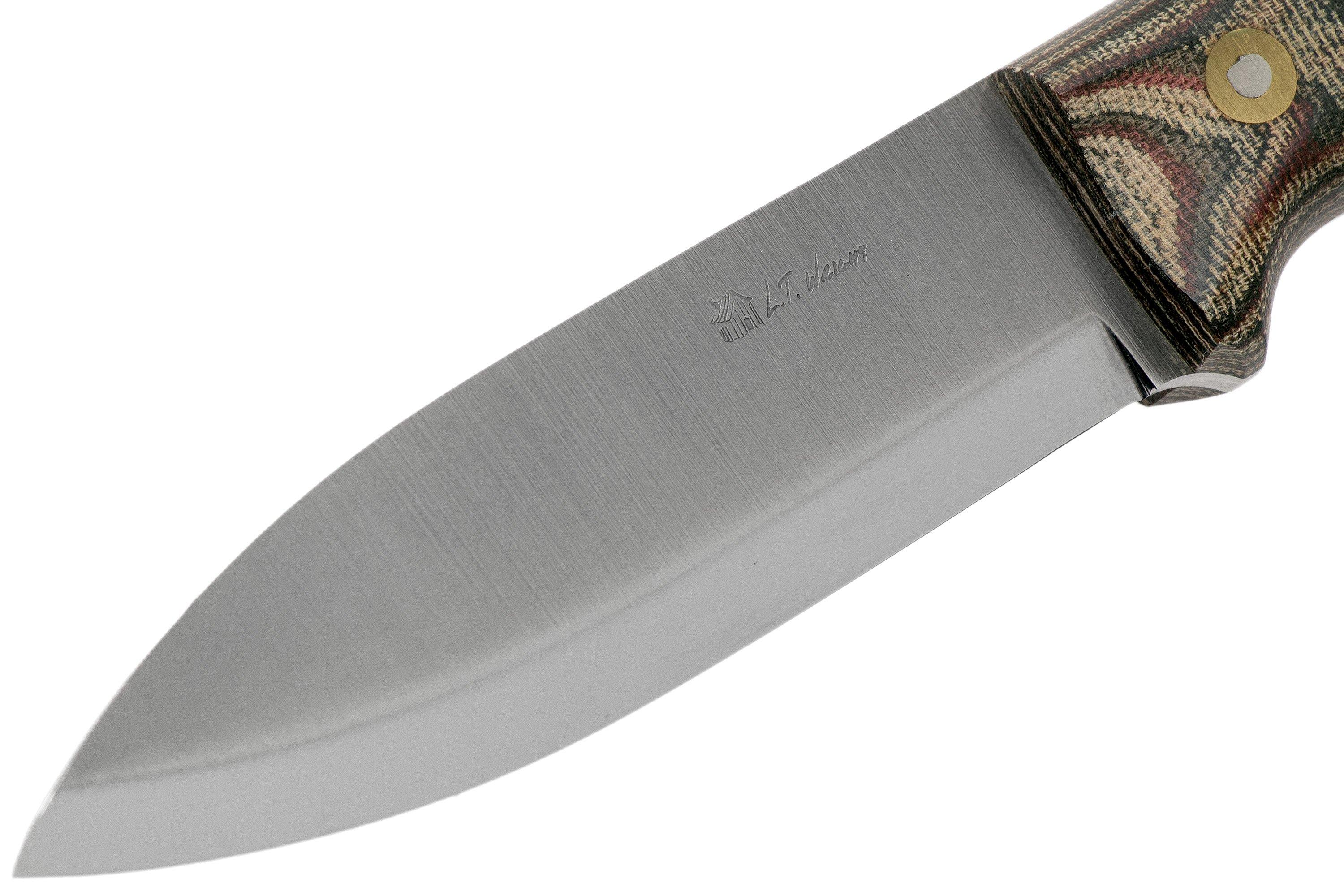 LT Wright Genesis Scandi Grind, A2, Matte Python Micarta, Leather ...