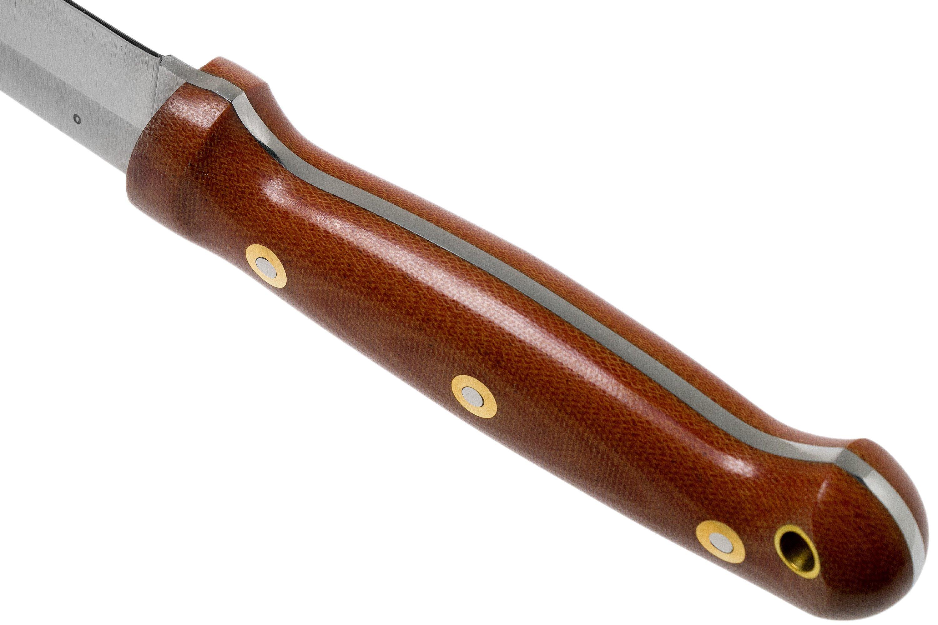 LT Wright GNS Saber Grind, O1, Polished Natural Micarta, Leather sheath ...