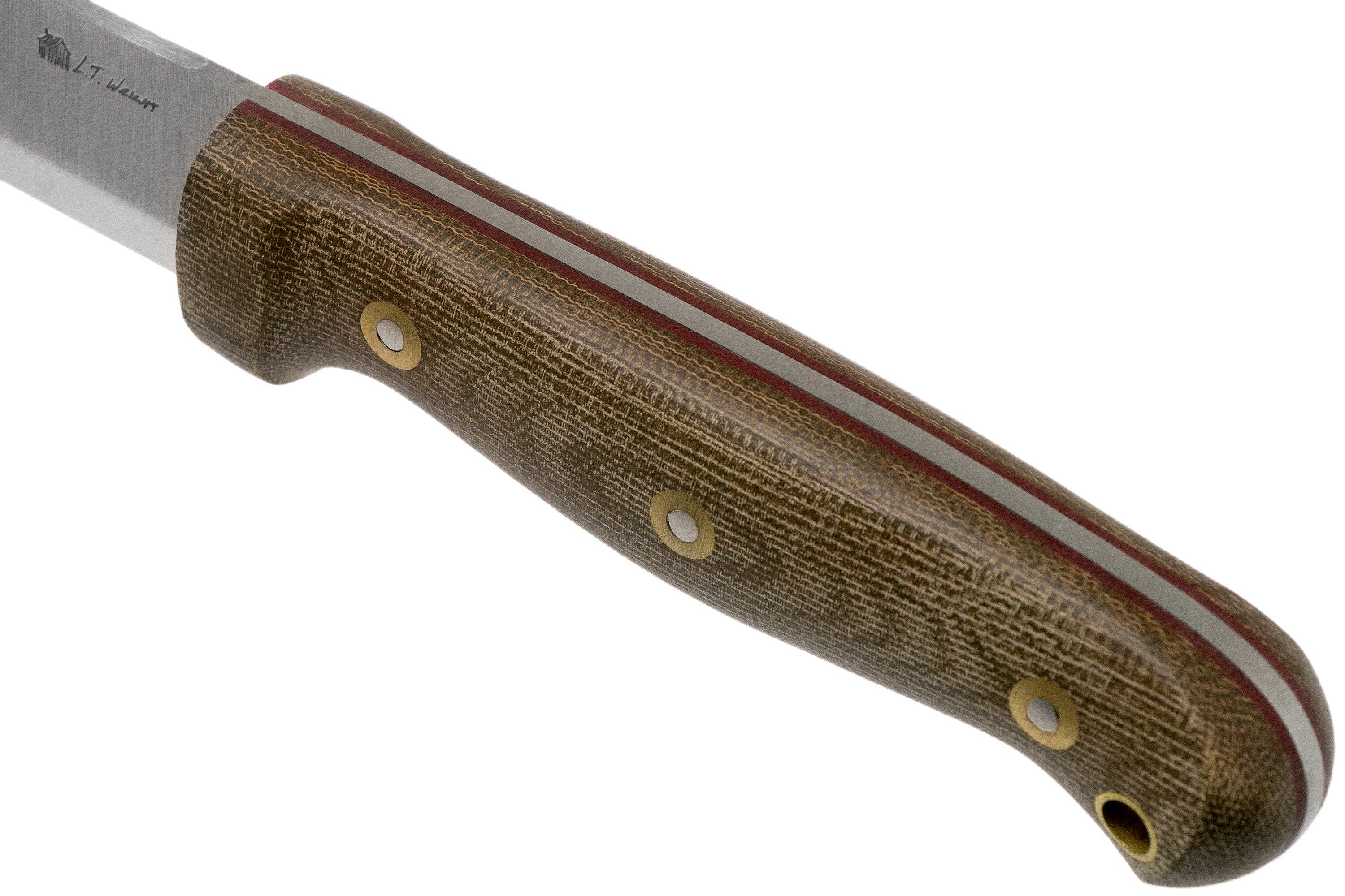 LT Wright GNS Scandi Grind, O1, Matte Green Micarta, Red Liners ...