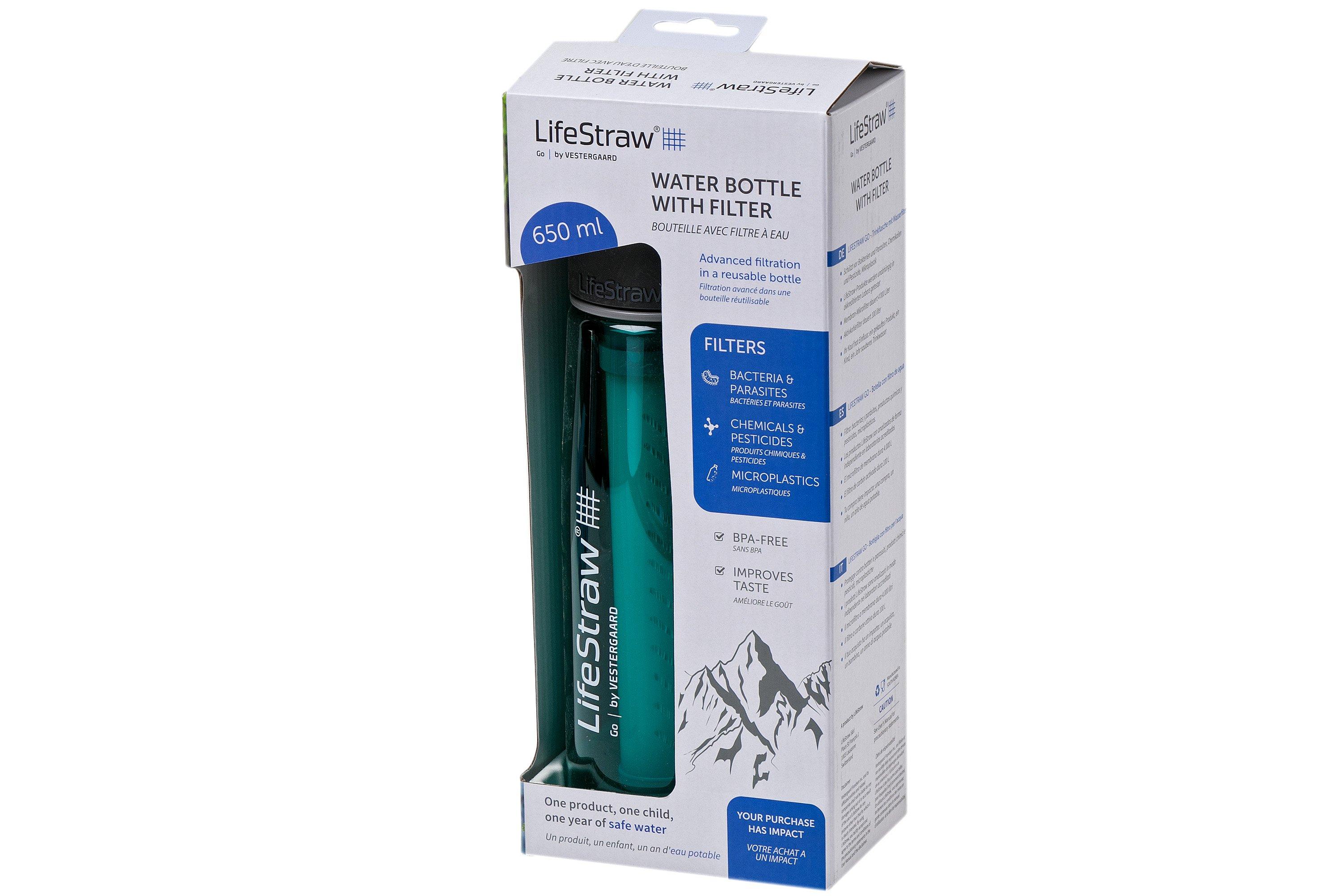 LifeStraw Go 2-stage water bottle with filter, teal | Advantageously ...