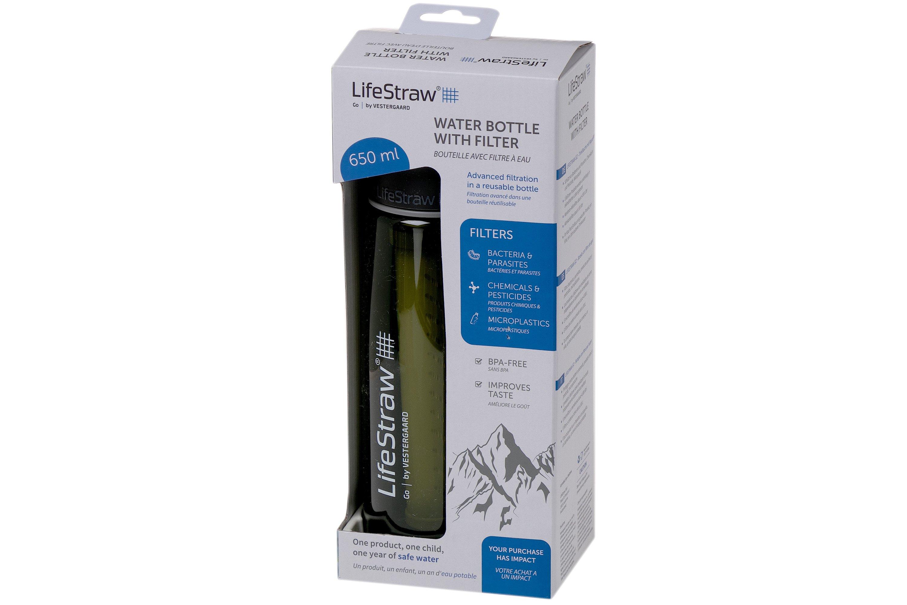 LifeStraw Go 2-stage water bottle with filter, dark green with fish ...