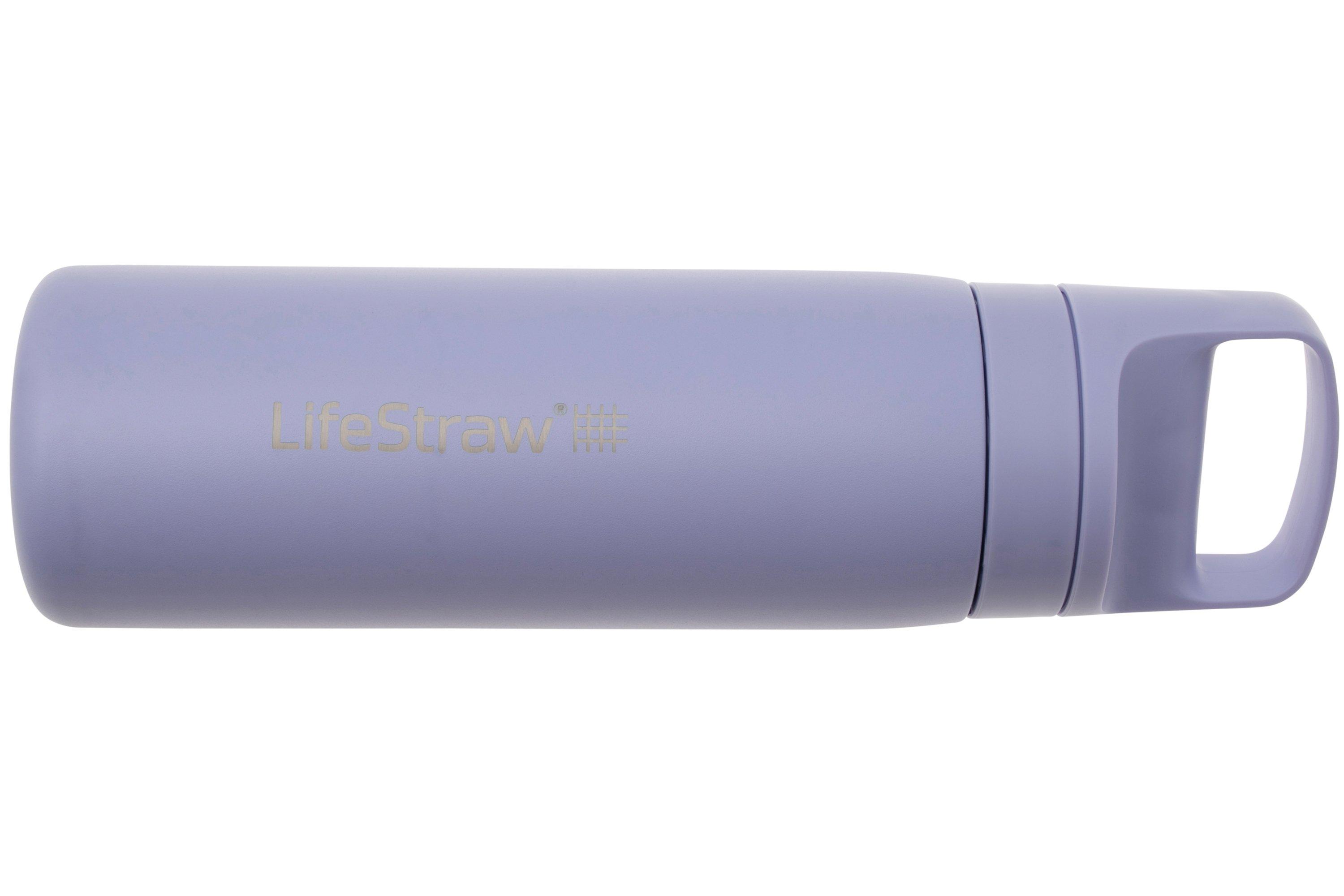 LifeStraw Go Provence Purple GOST-530ML-PUR Stainless Steel, water bottle with 2-stage filter ...