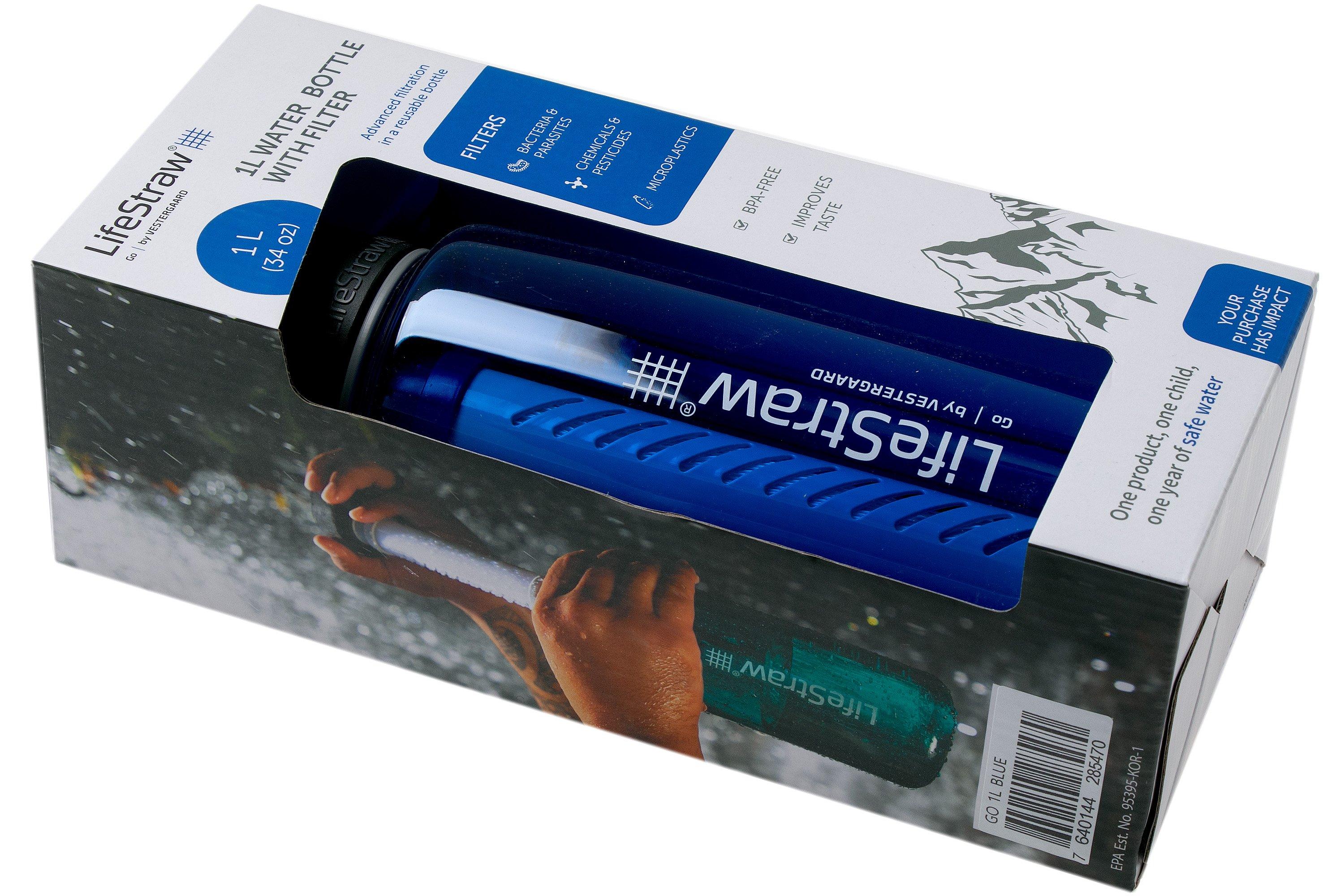 LifeStraw Go 2-stage water bottle with filter 1 litre, blue ...