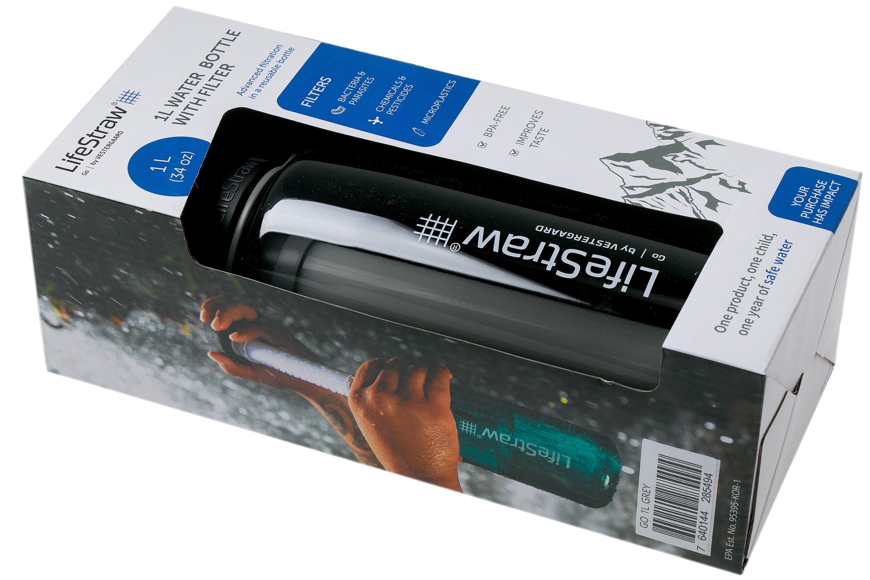 LifeStraw Go 2-stage water bottle with filter 1 litre, grey ...