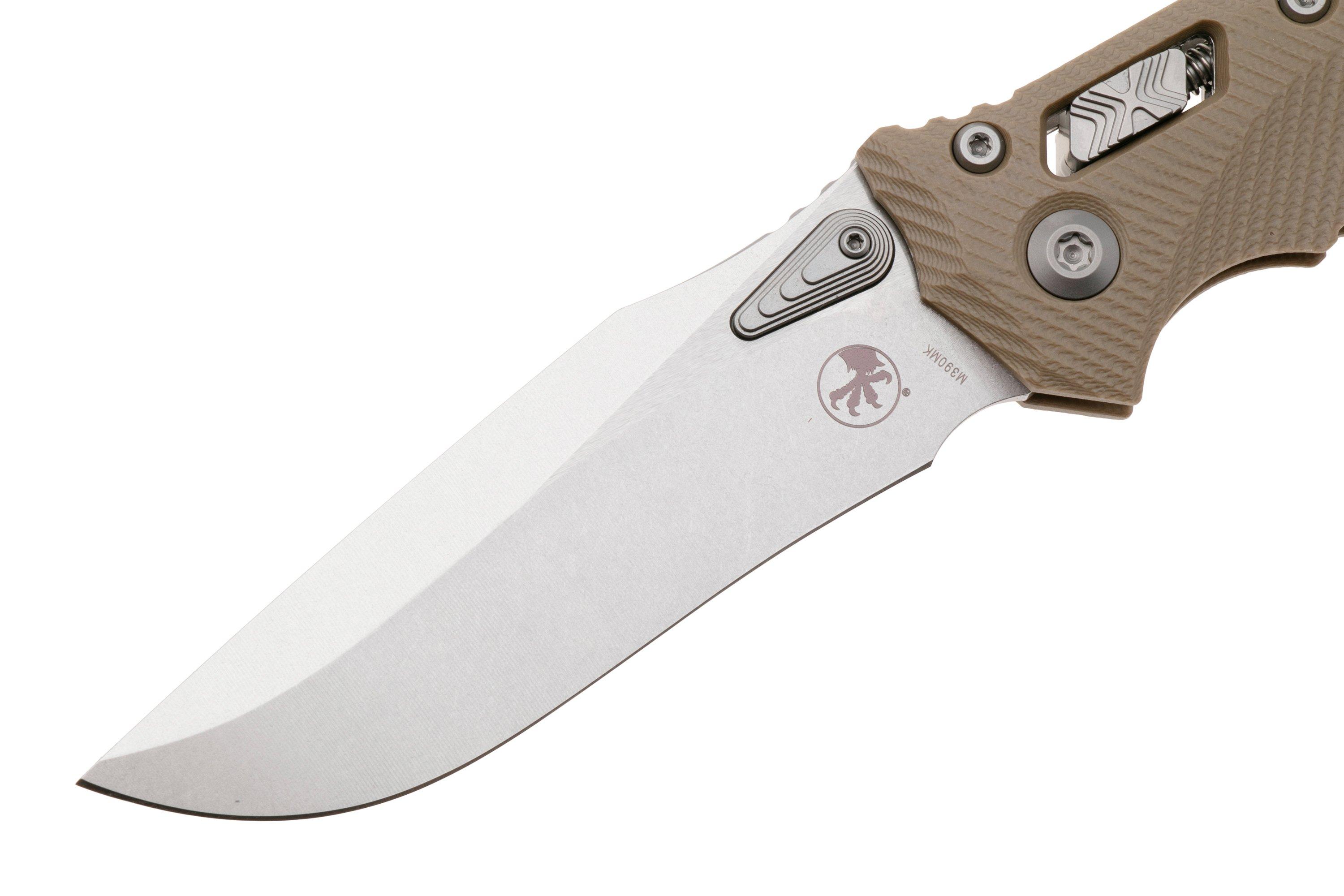 Microtech Amphibian 137RL-10FLGTTA, Stonewashed M390MK, Fluted Tan G-10 Taschenmesser ...