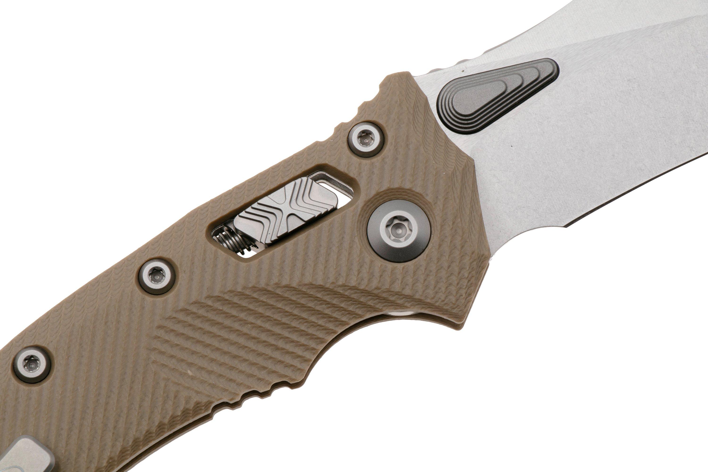 Microtech Amphibian 137RL-10FLGTTA, Stonewashed M390MK, Fluted Tan G-10 Taschenmesser ...