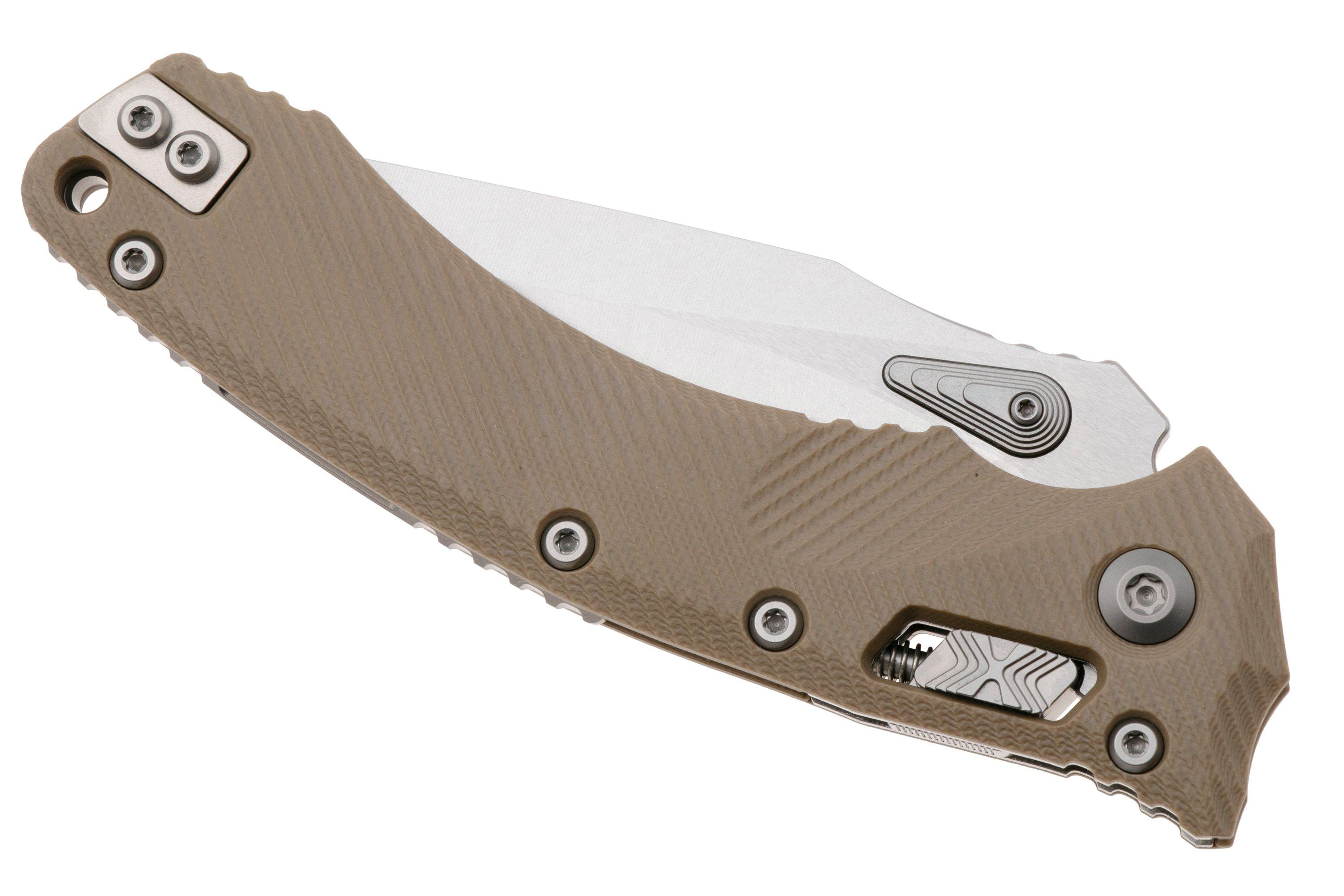Microtech Amphibian 137RL-10FLGTTA, Stonewashed M390MK, Fluted Tan G-10 ...