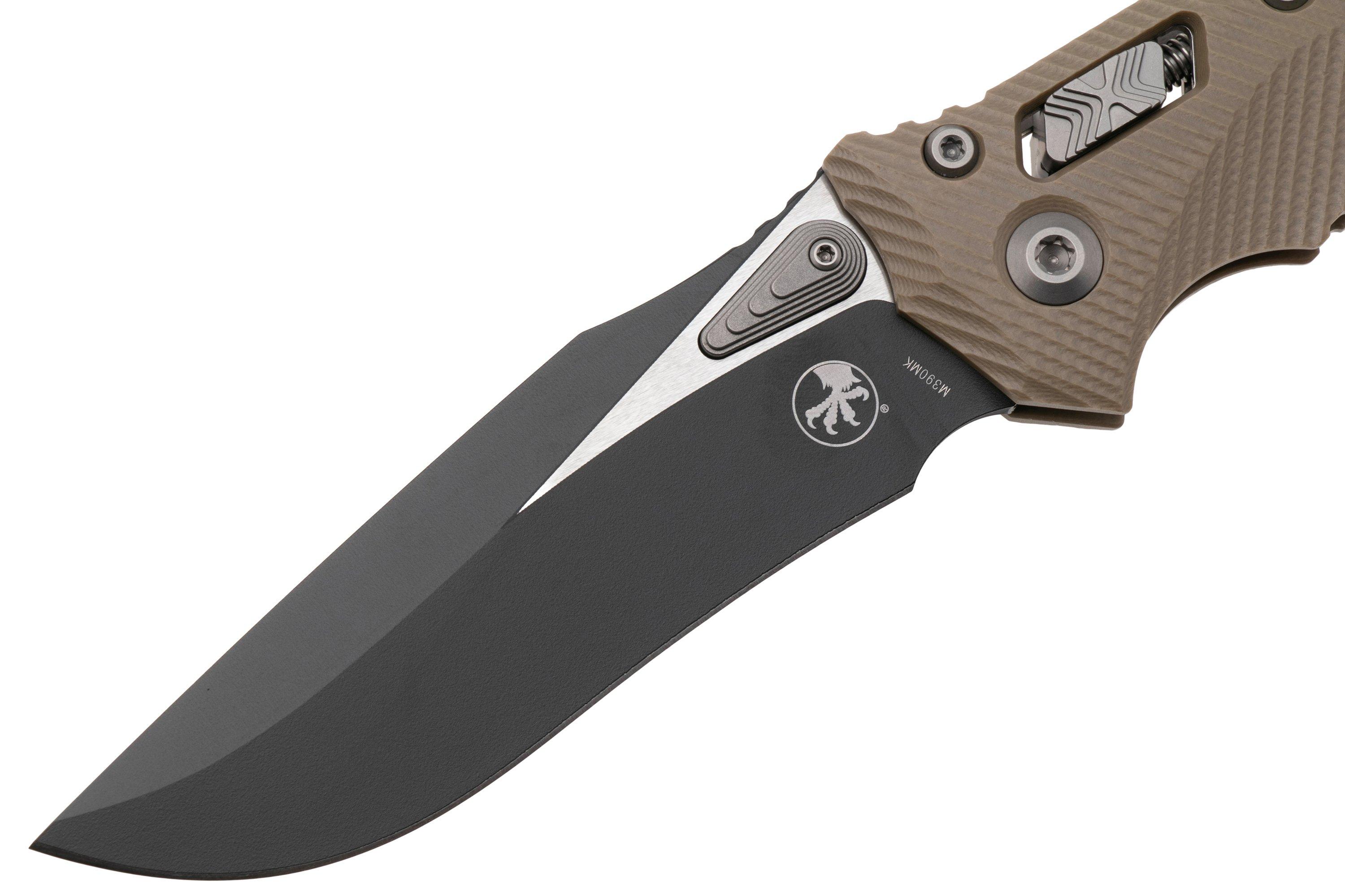 Microtech Amphibian 137RL-1FLGTTA, Two Tone Black M390MK, Fluted Tan G ...