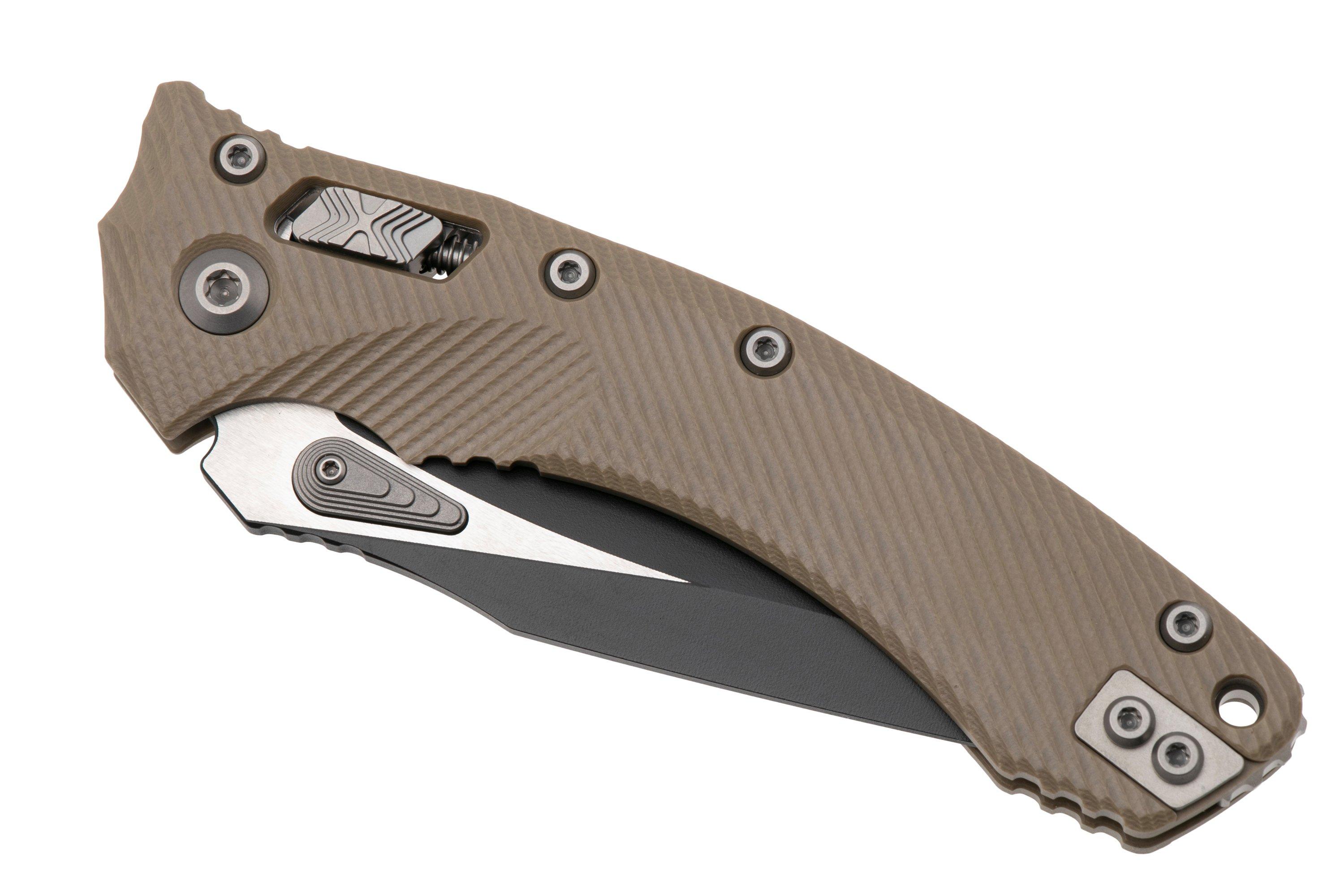 Microtech Amphibian 137RL-1FLGTTA, Two Tone Black M390MK, Fluted Tan G ...