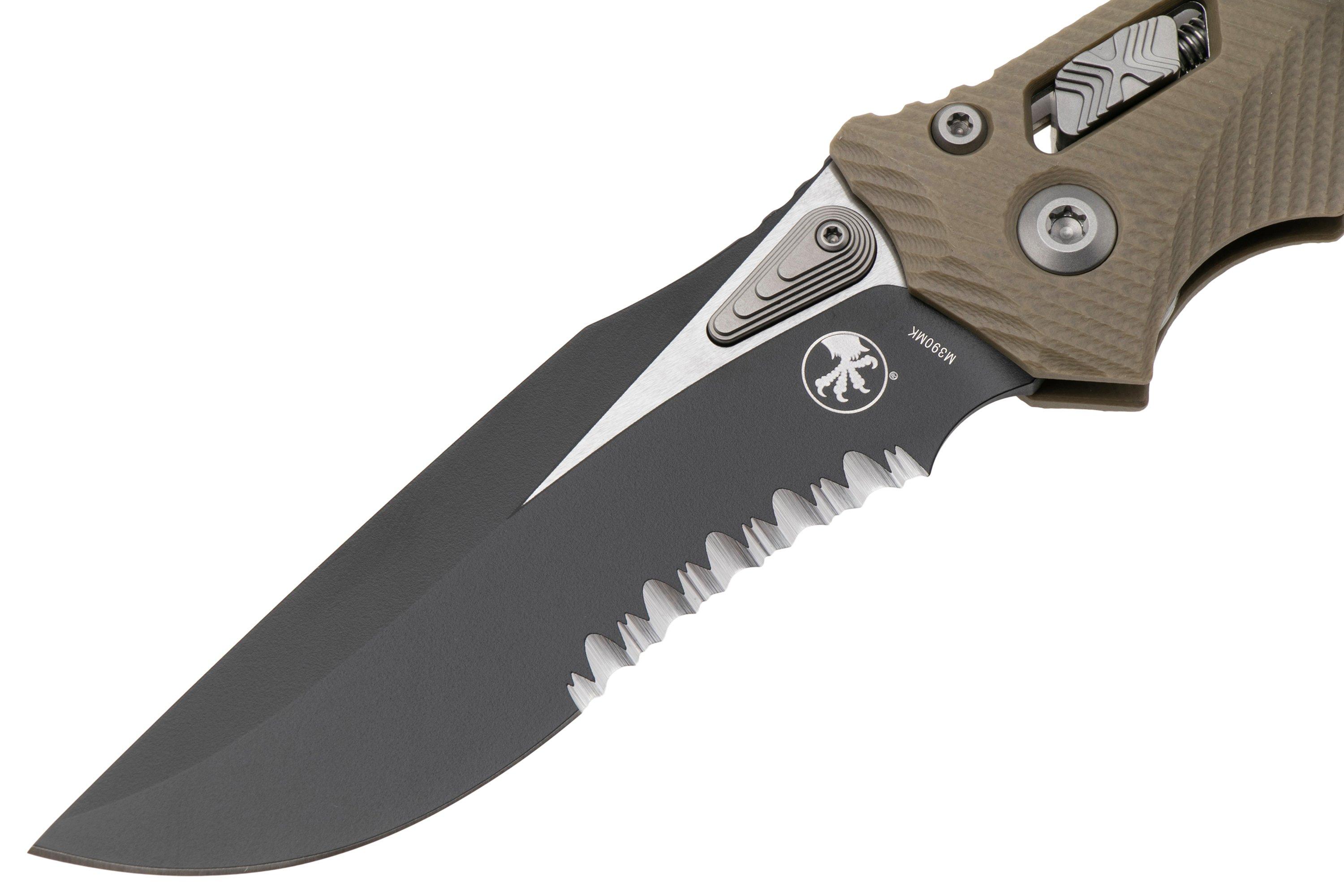 Microtech Amphibian 137RL-2FLGTTA, Two Tone Black M390MK, Fluted Tan G ...