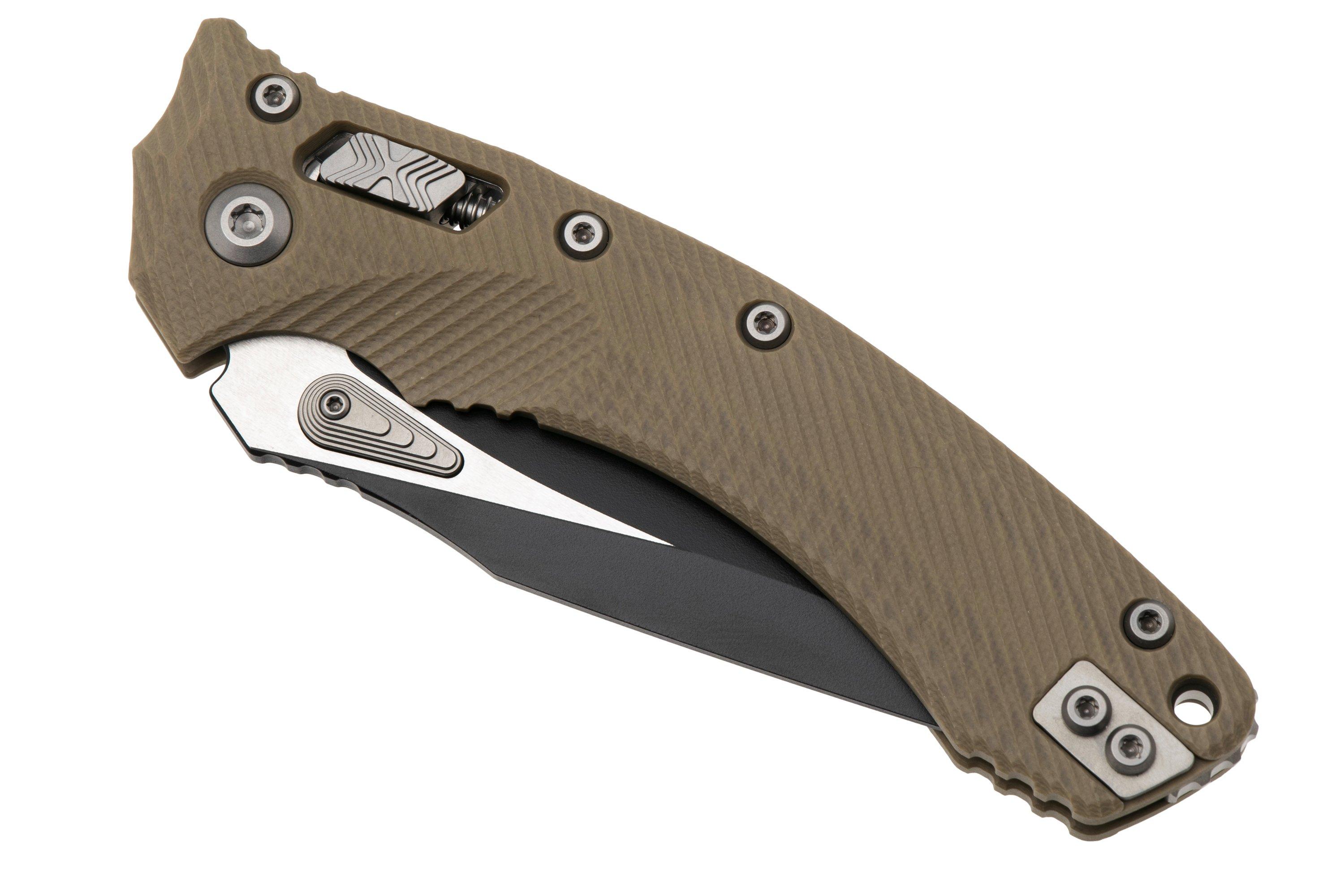 Microtech Amphibian 137RL-2FLGTTA, Two Tone Black M390MK, Fluted Tan G ...
