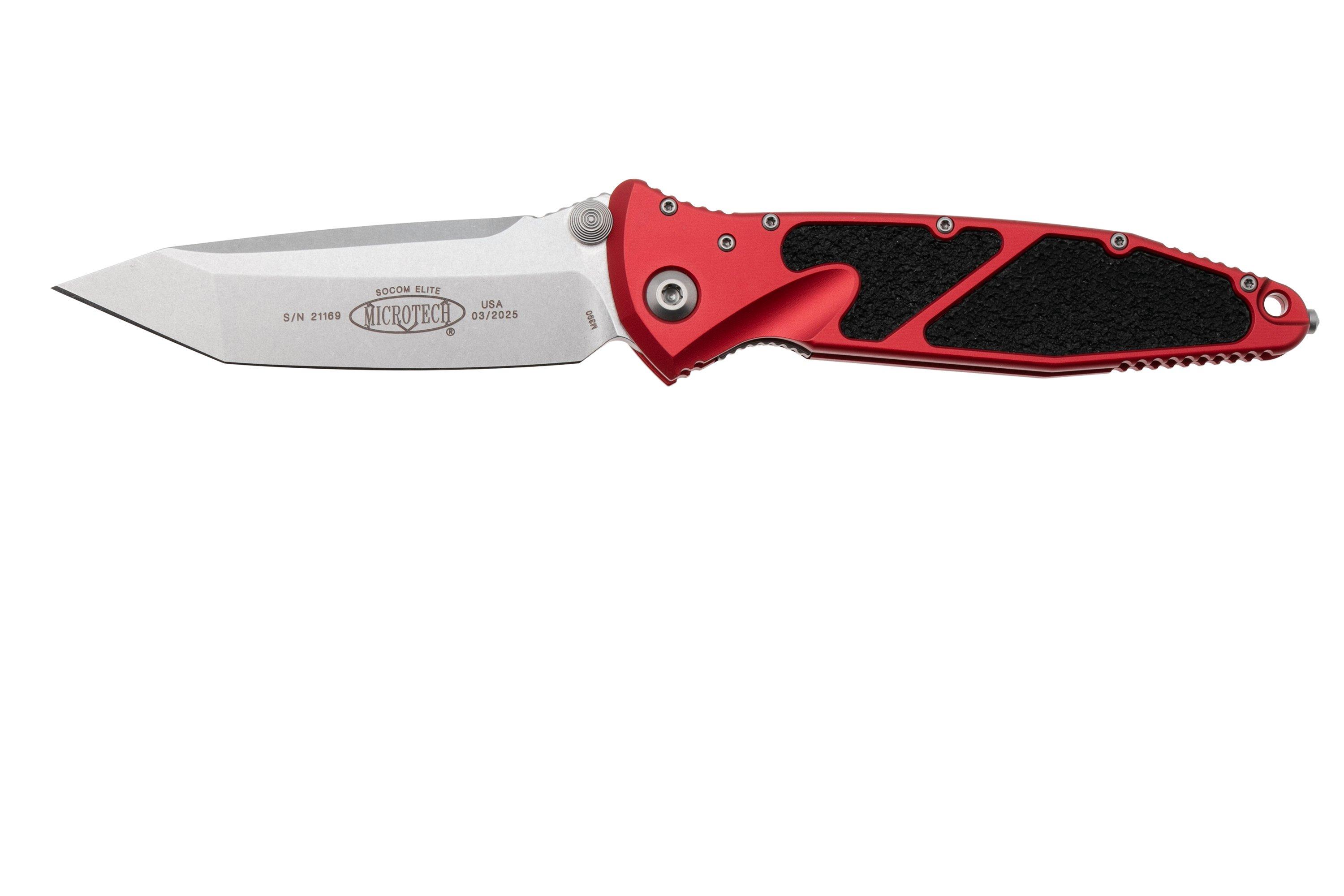 Microtech Socom Elite 161-10RD, Stonewashed M390 Tanto, Red Aluminum ...