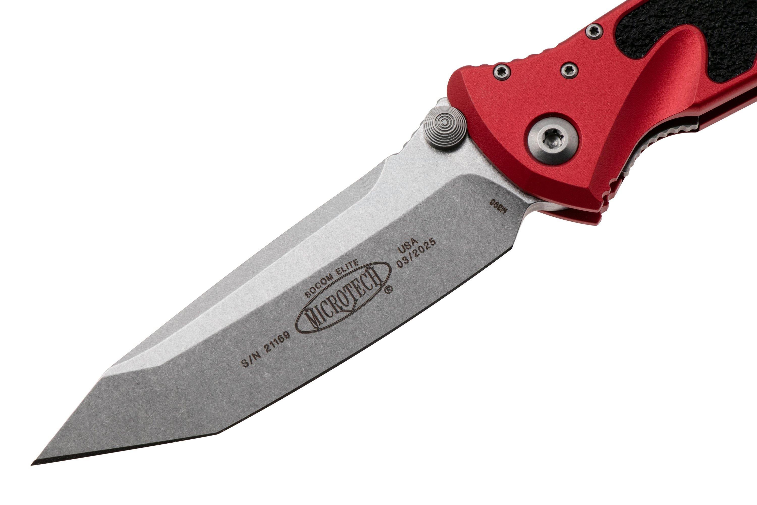 Microtech Socom Elite 161-10RD, Stonewashed M390 Tanto, Red Aluminum ...