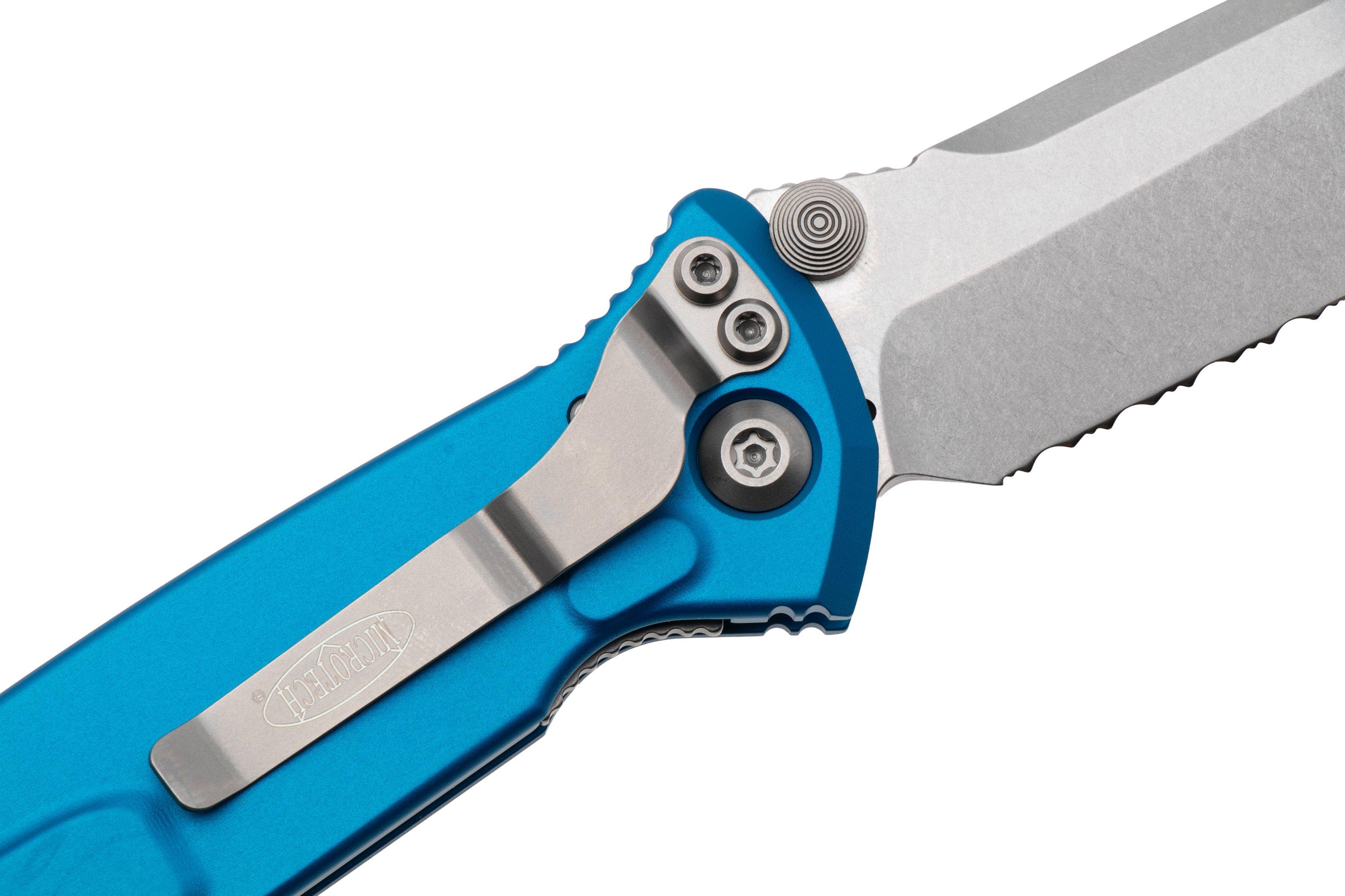 Microtech Socom Elite 161-11BL, Stonewashed M390 Tanto, Blue Aluminum ...